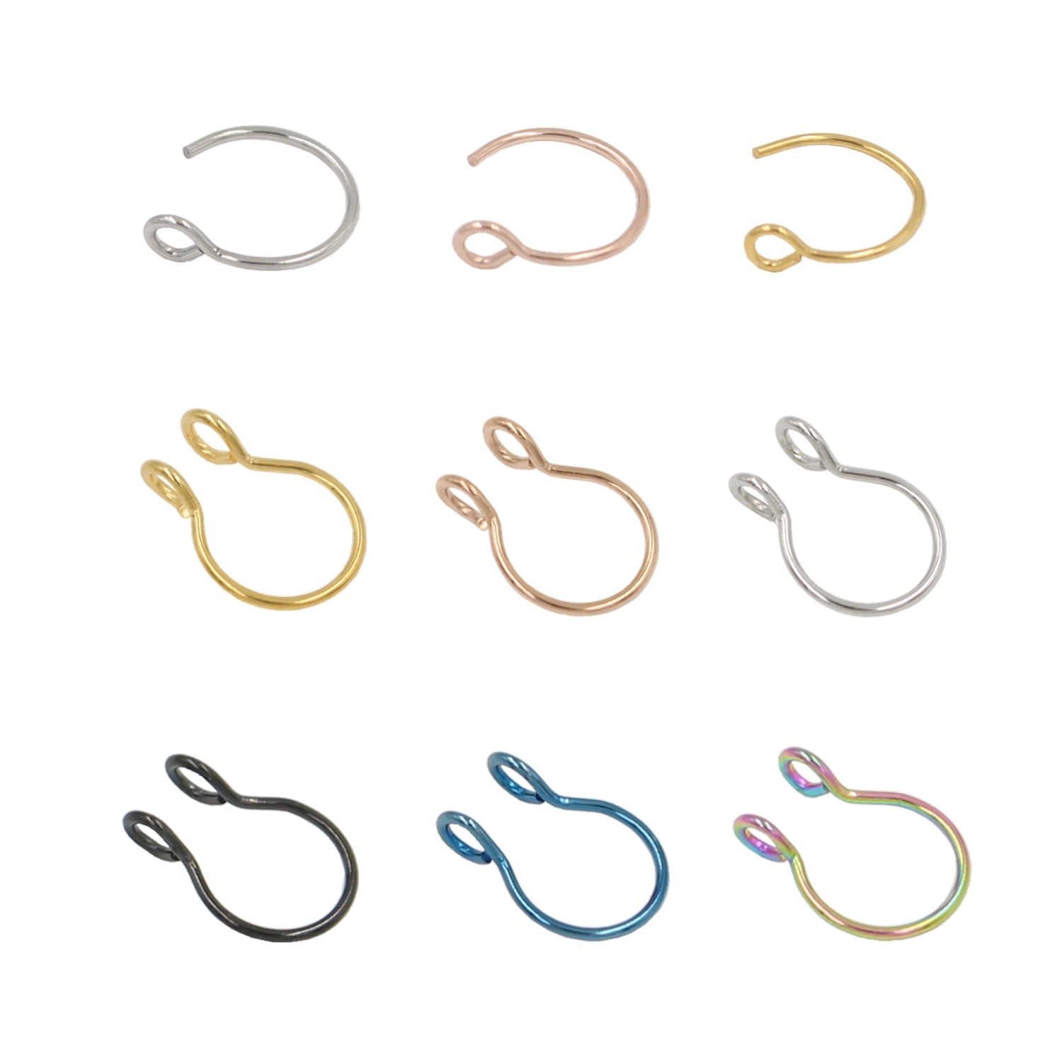 9Pcs Fake Nose Ring 20g Nose Piercings Fake Piercings Hoop Nose Rings ...