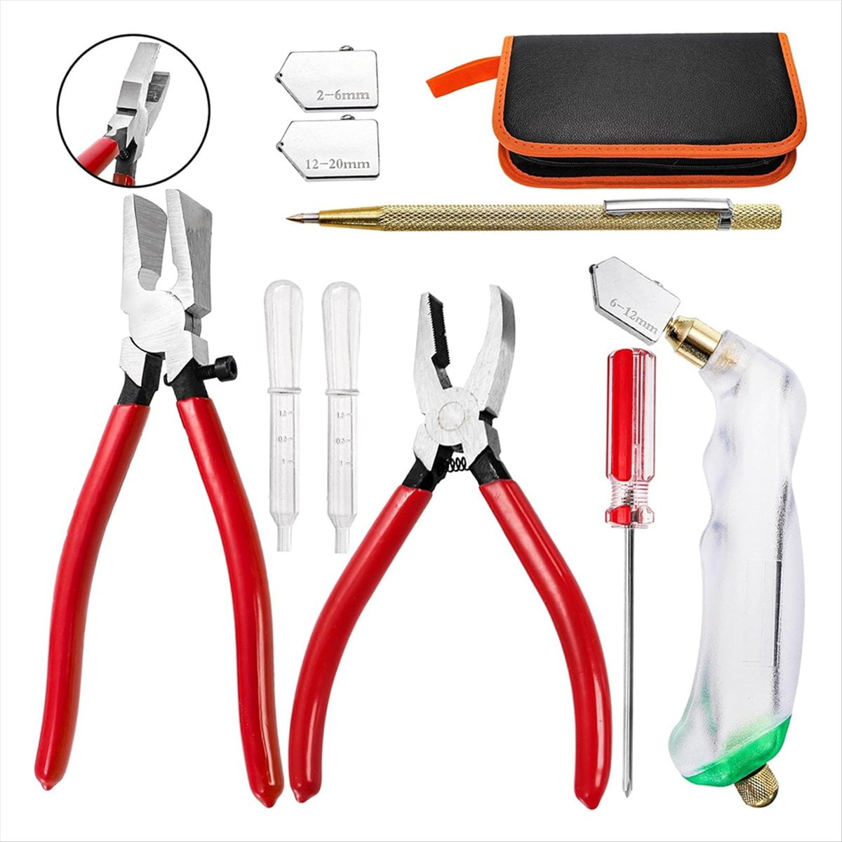 9Pcs Glass Running Breaking Pliers and Glass Cutter Kit, Breaker Grozer ...
