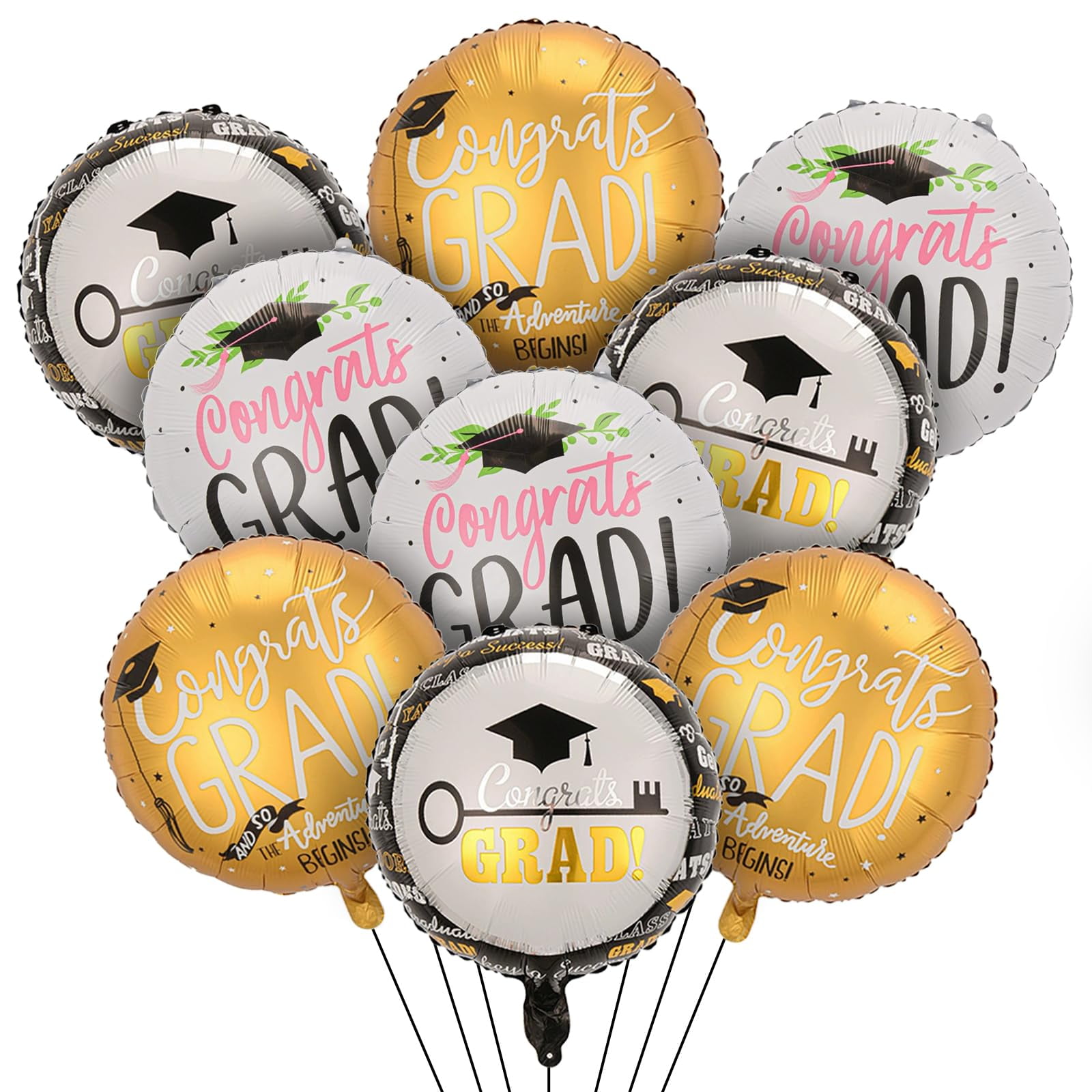 9Pcs Graduation Balloons Congrats Grad Balloons Set Class of 2025 Graduation Party Decorations ...