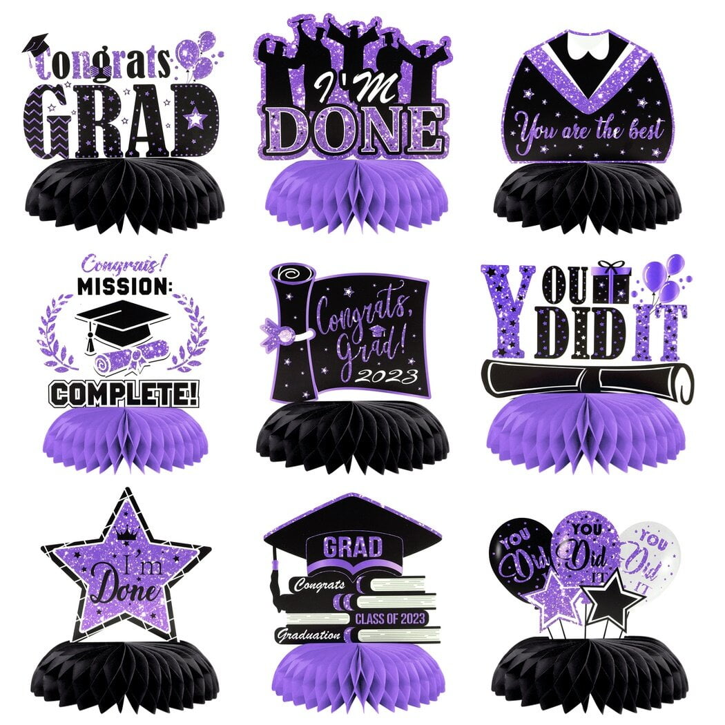 9Pcs Graduation Honeycomb Centerpieces, Class of 2023 Graduation Party ...