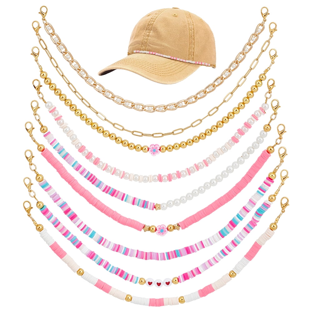 9Pcs Handmade Polymer Clay & 304 Stainless Steel & Aluminium Hat Chains ...