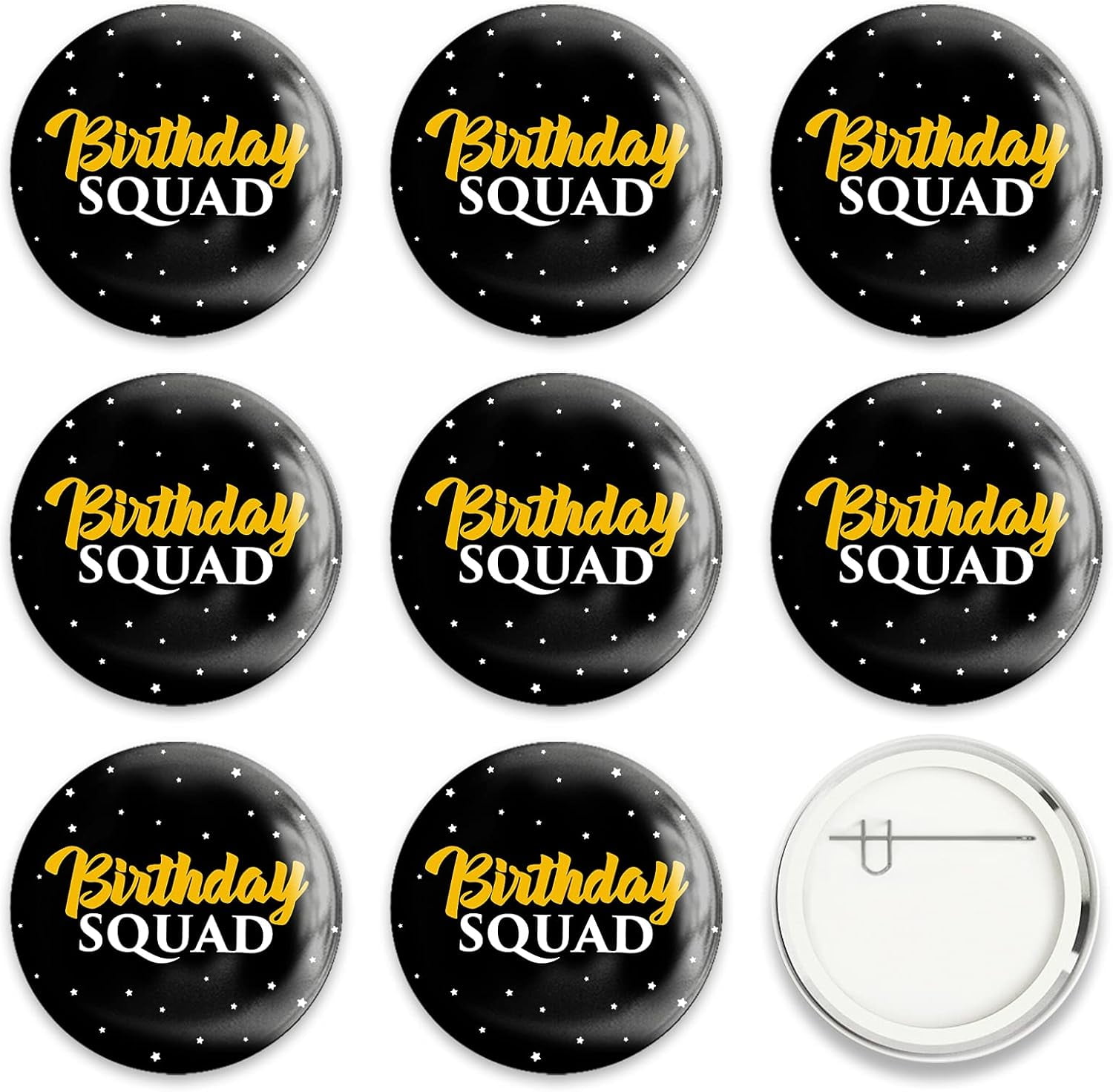 9Pcs Happy Birthday Button Pins Happy Birthday to You Buttons Black ...