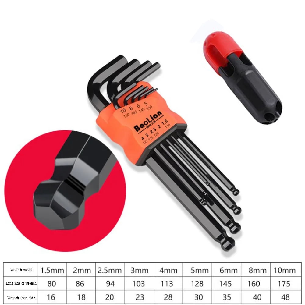 9Pcs Hex Wrench Set Allen Wrench Tool Square Wrench Torx Inner ...