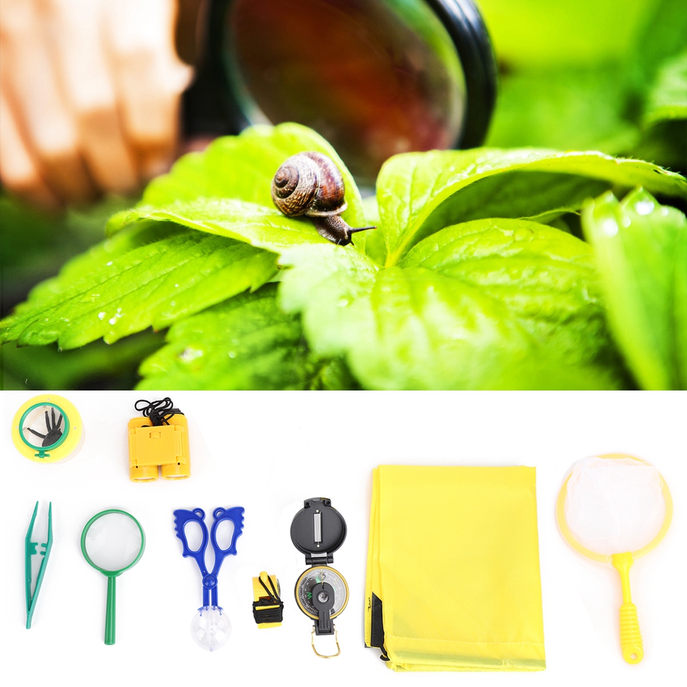 9Pcs Kids Compass Magnifying Glass Magnifier Children Science ...