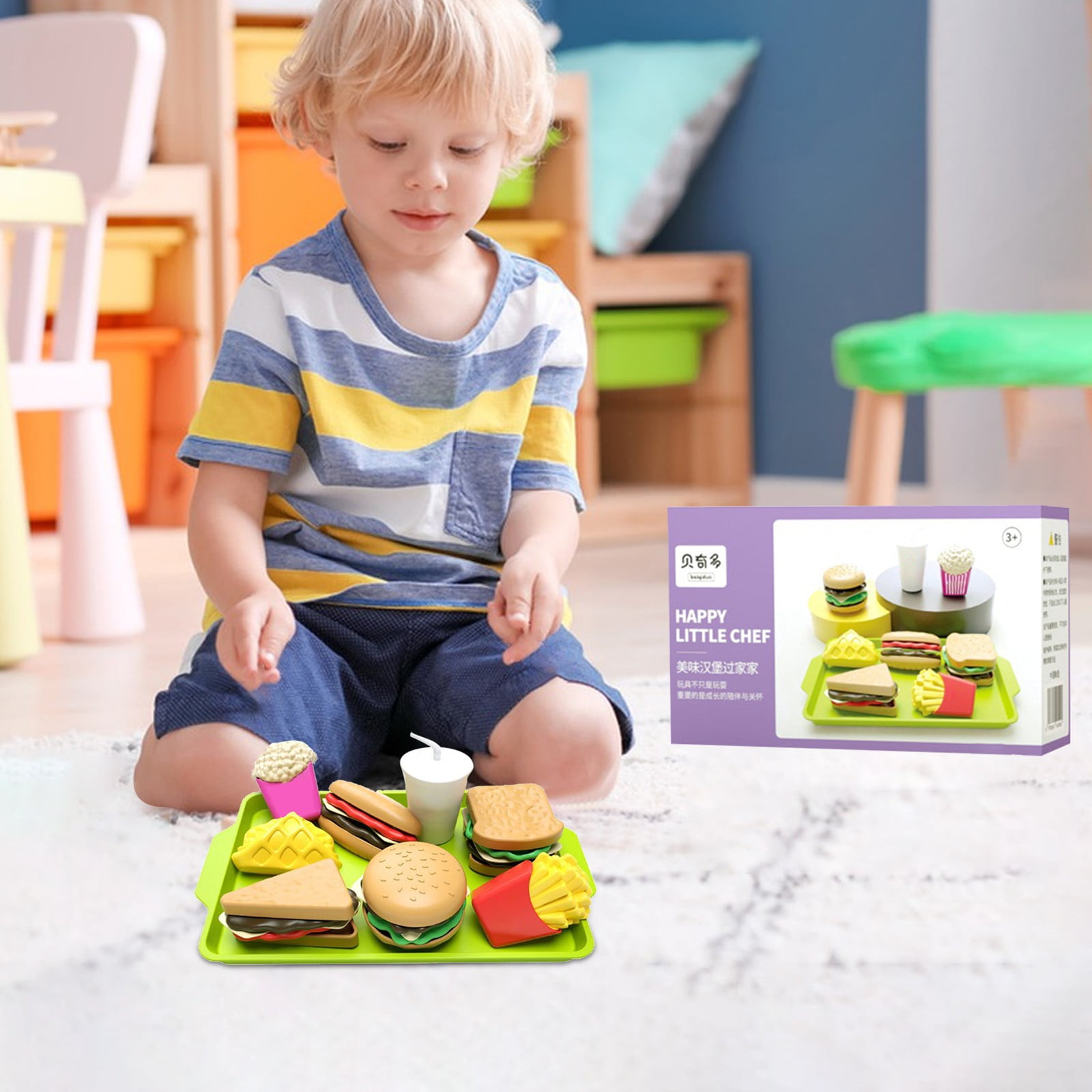 9Pcs Kids Play Food Toy Set-Pretend Play Kitchen Accessories with ...