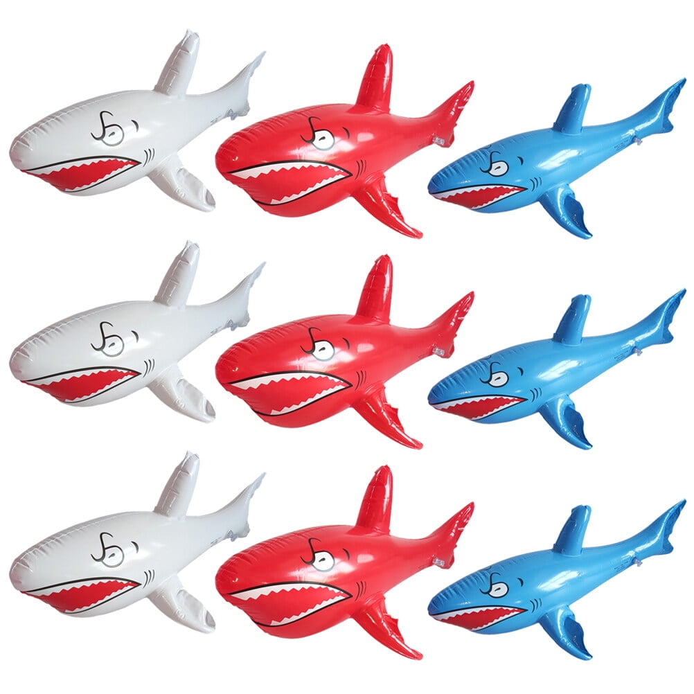 9Pcs Kids Shark Toys Beach Floating Shark Toys Inflatable Summer ...