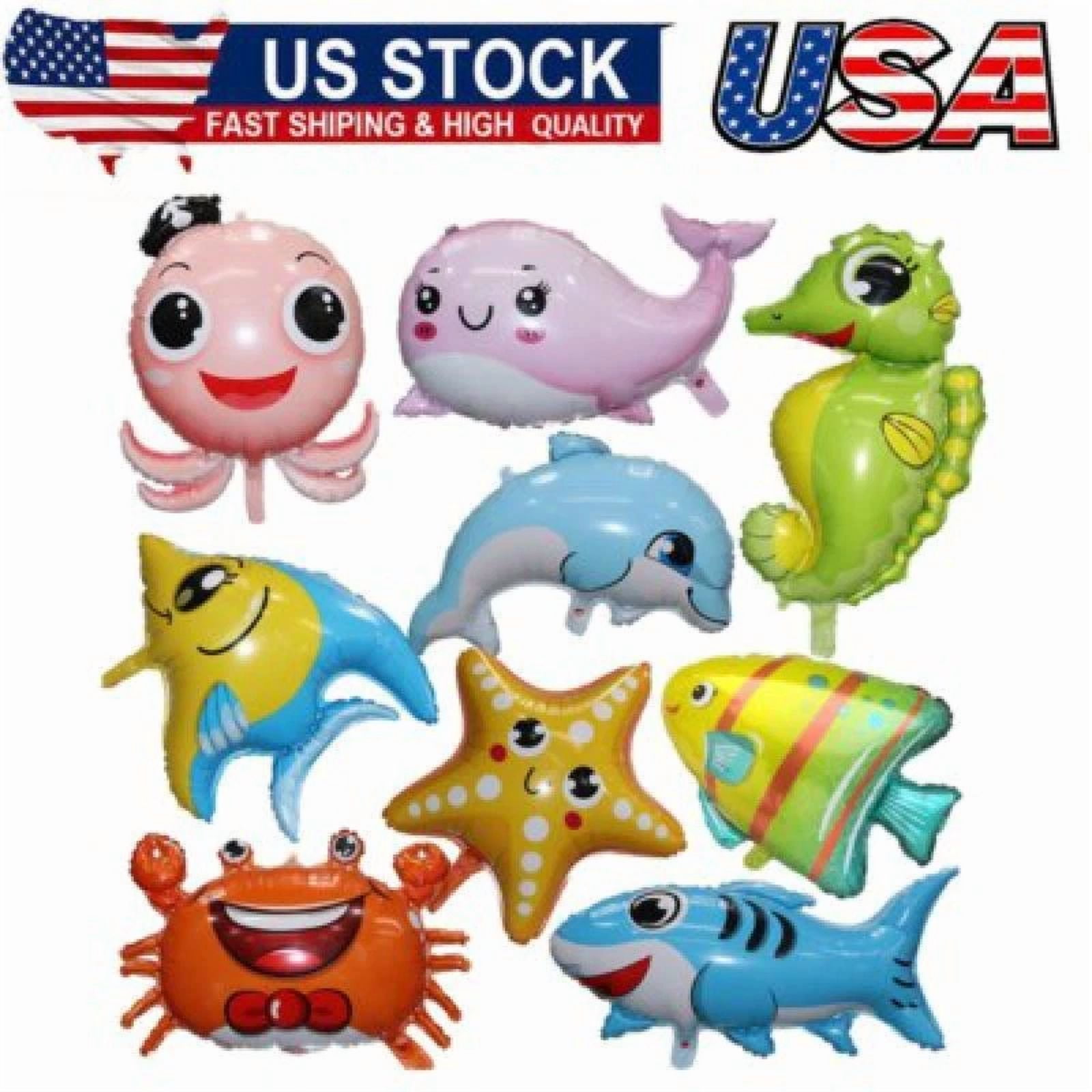 9Pcs Large Cute Sea Animal Balloons Octopus Shark Fish Dolphin ...