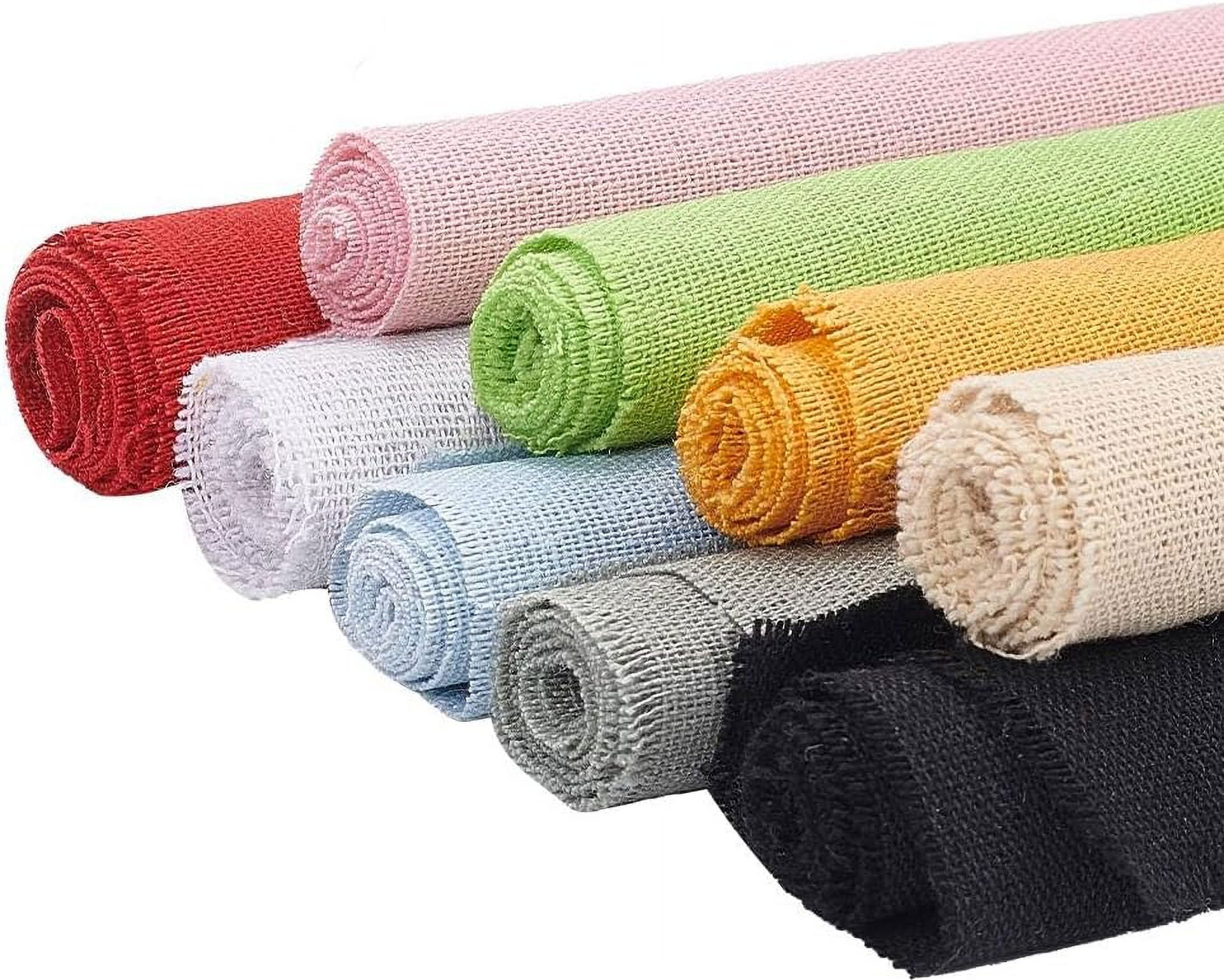 9Pcs Linen Cloth Needlework Fabric Plain Solid Colour Linen Fabric ...