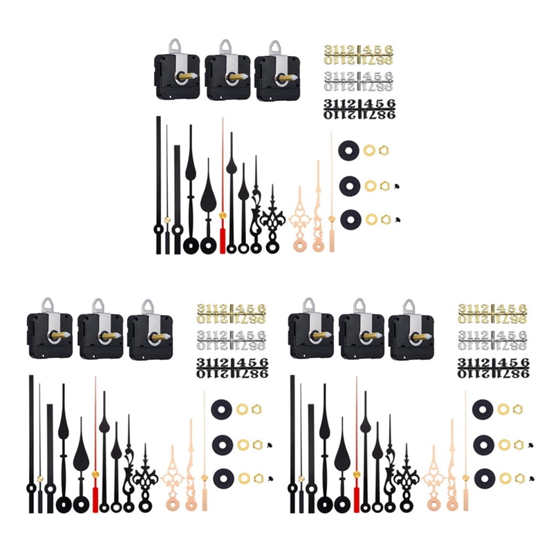 9Pcs Long Shaft Quartz Clock Movement Mechanism with 15 Pairs Hands and ...
