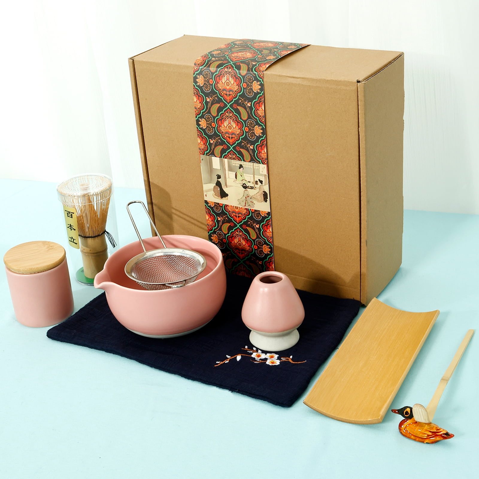 9Pcs Matcha Whisk Set Elegant Matcha Set Matcha Making Set with Tea Scoop Ceramic Matcha Bowl ...