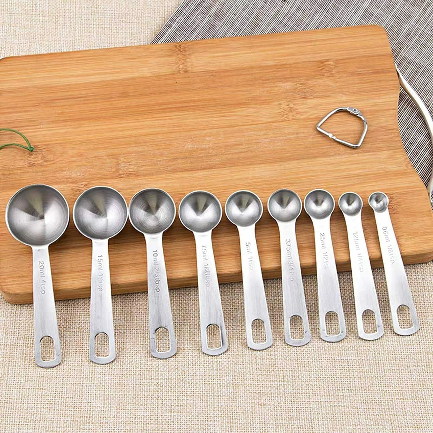9Pcs Measuring Spoon Set Stainless Steel Measuring Spoon Teaspoon Scale ...