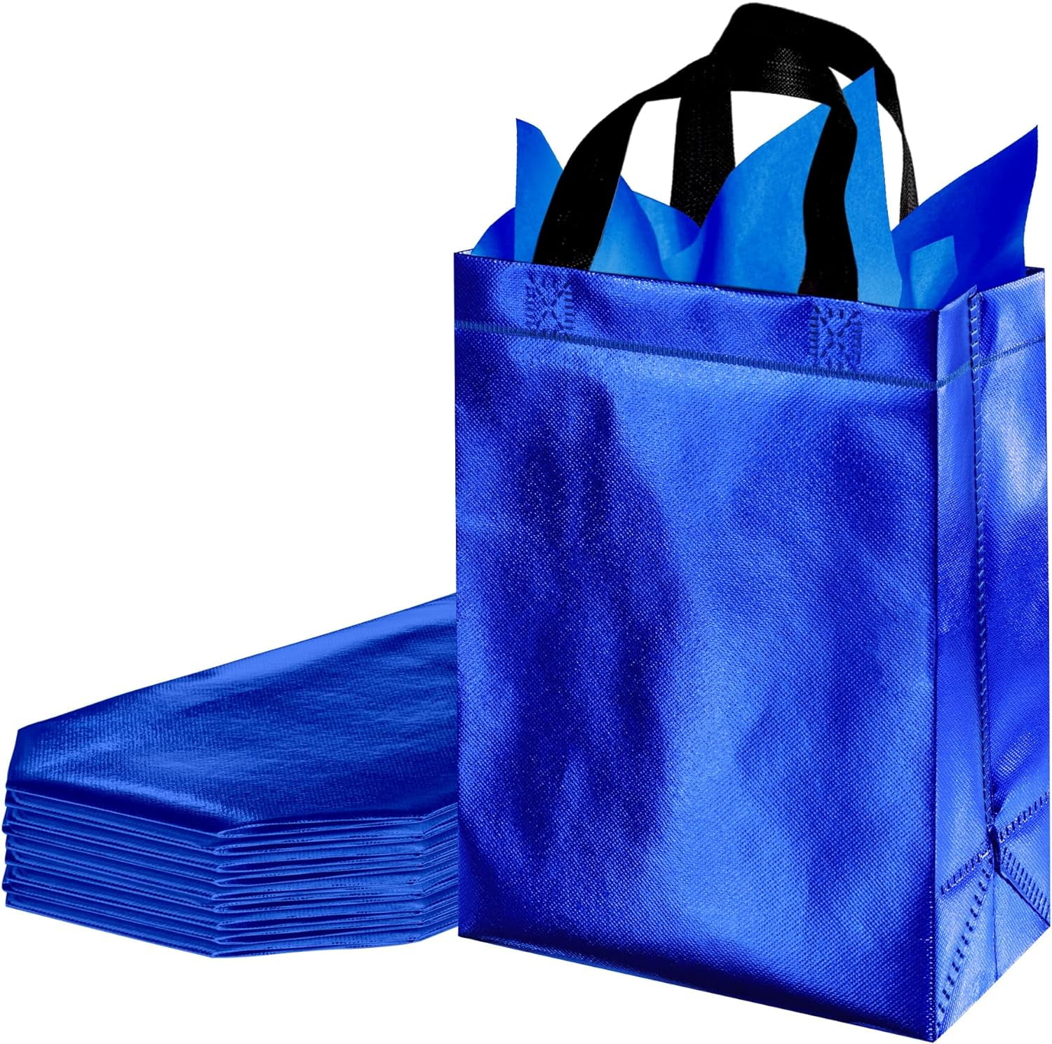 9Pcs Medium Gift Bags with Tissues – Blue Reusable Shiny Gift Bags ...