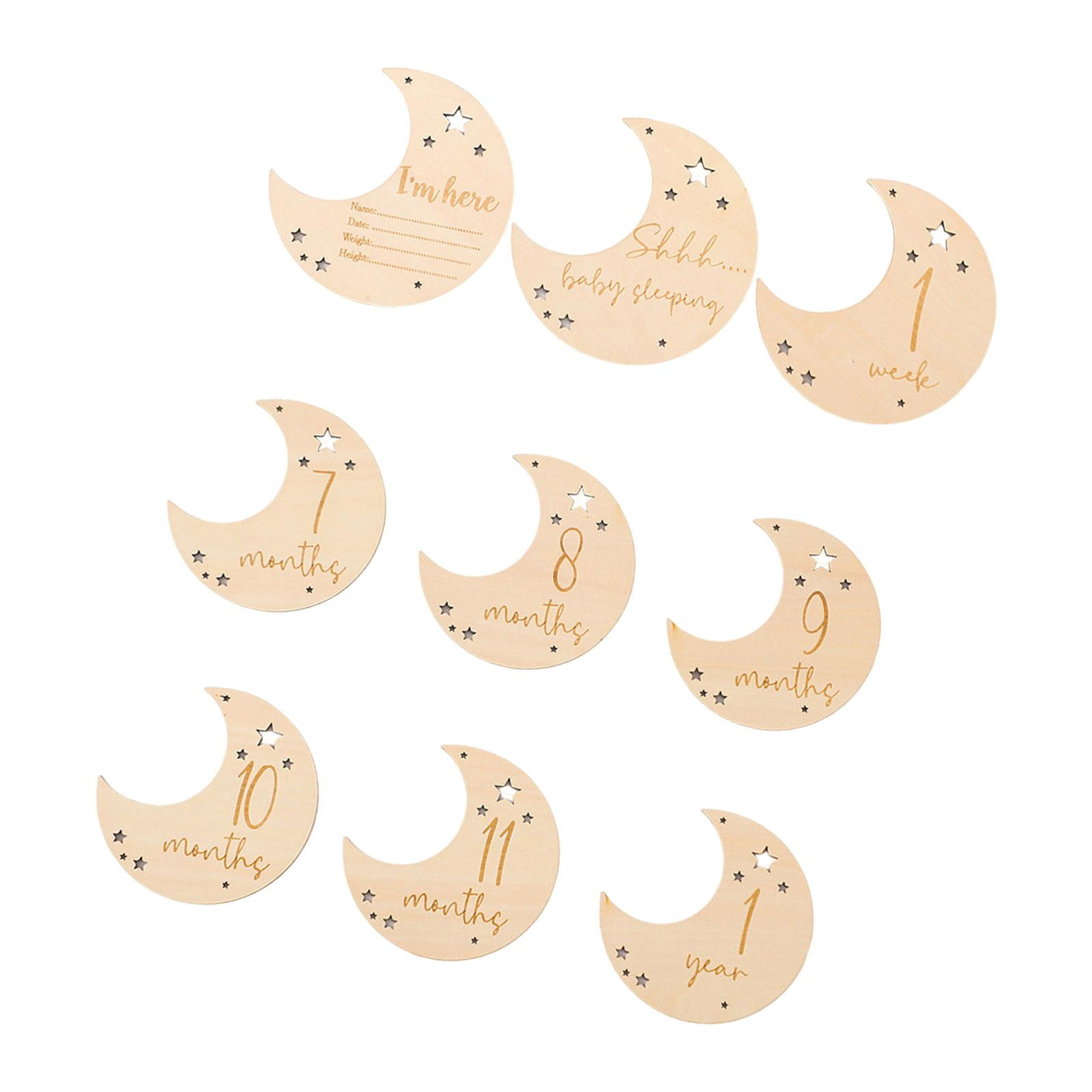 9Pcs Moon Number Letter Milestone Card Beautiful Newborn Milestone Picture Birthday Backdrop ...
