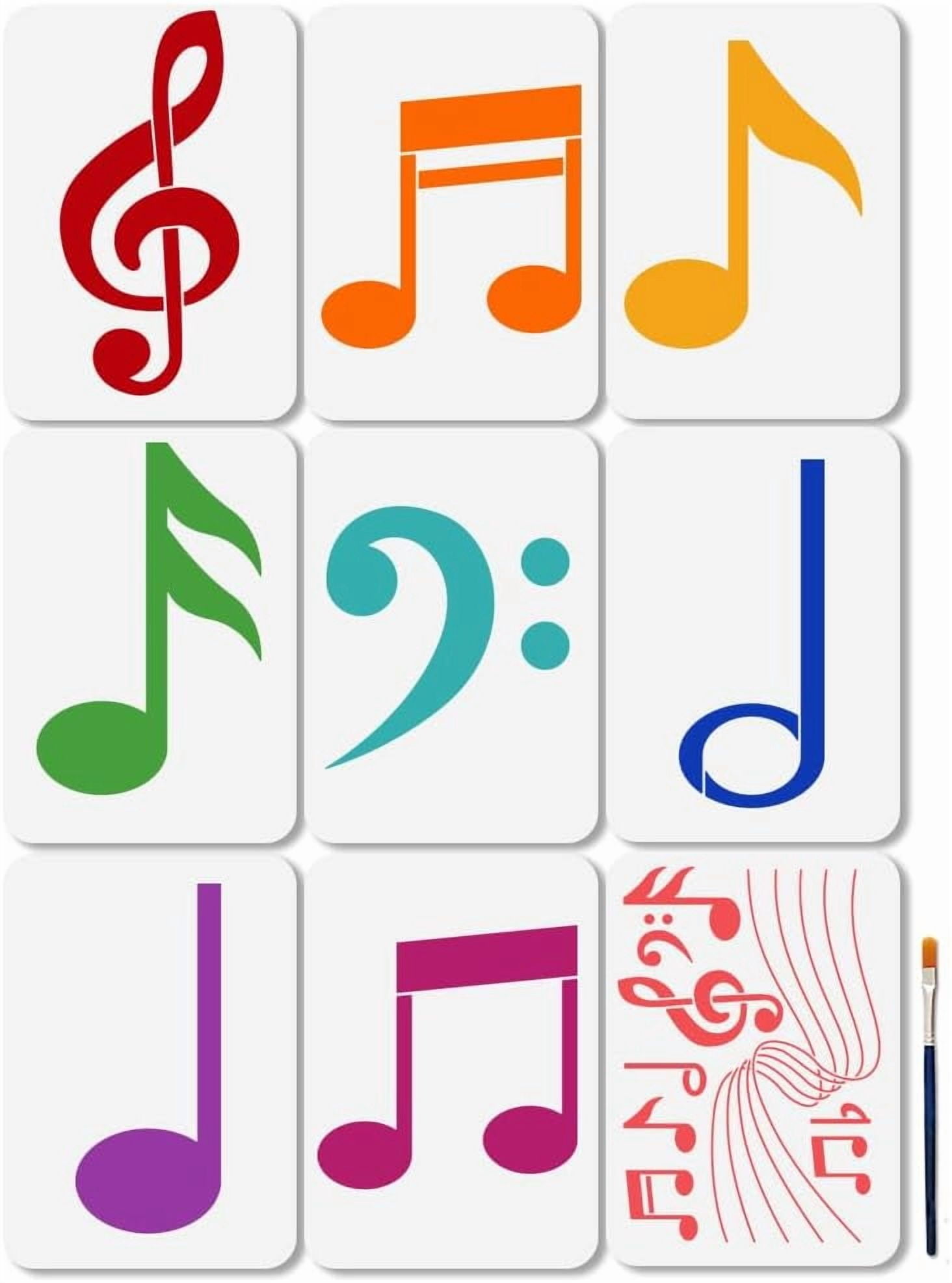 9Pcs Music Notes Stencil Musical Treble Clef Rhythm Art Craft Stencils ...