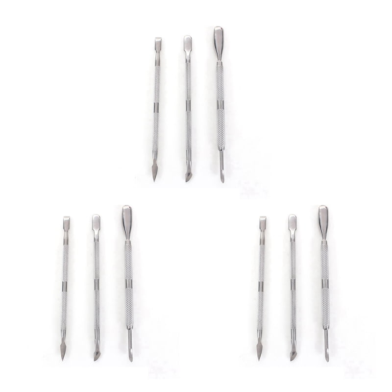 9Pcs Nail Art Stainless Steel Cuticle Spoon Remover Pusher Manicure ...