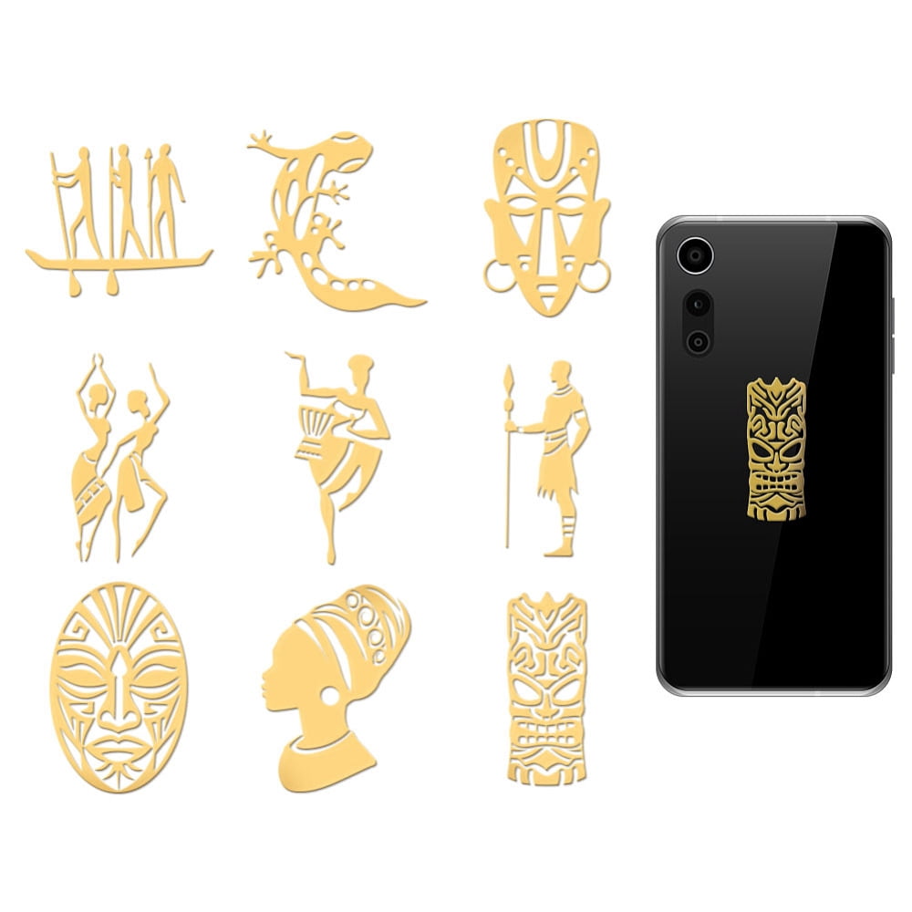 9Pcs Nickel Self-adhesive Picture Stickers Metal Decals Golden Mixed ...