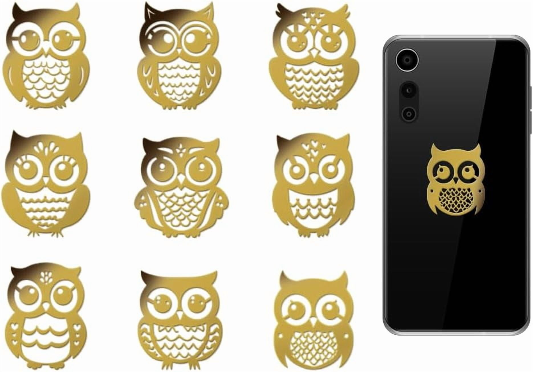 9Pcs Nickel Self-adhesive Picture Stickers Metal Decals Golden Owl ...