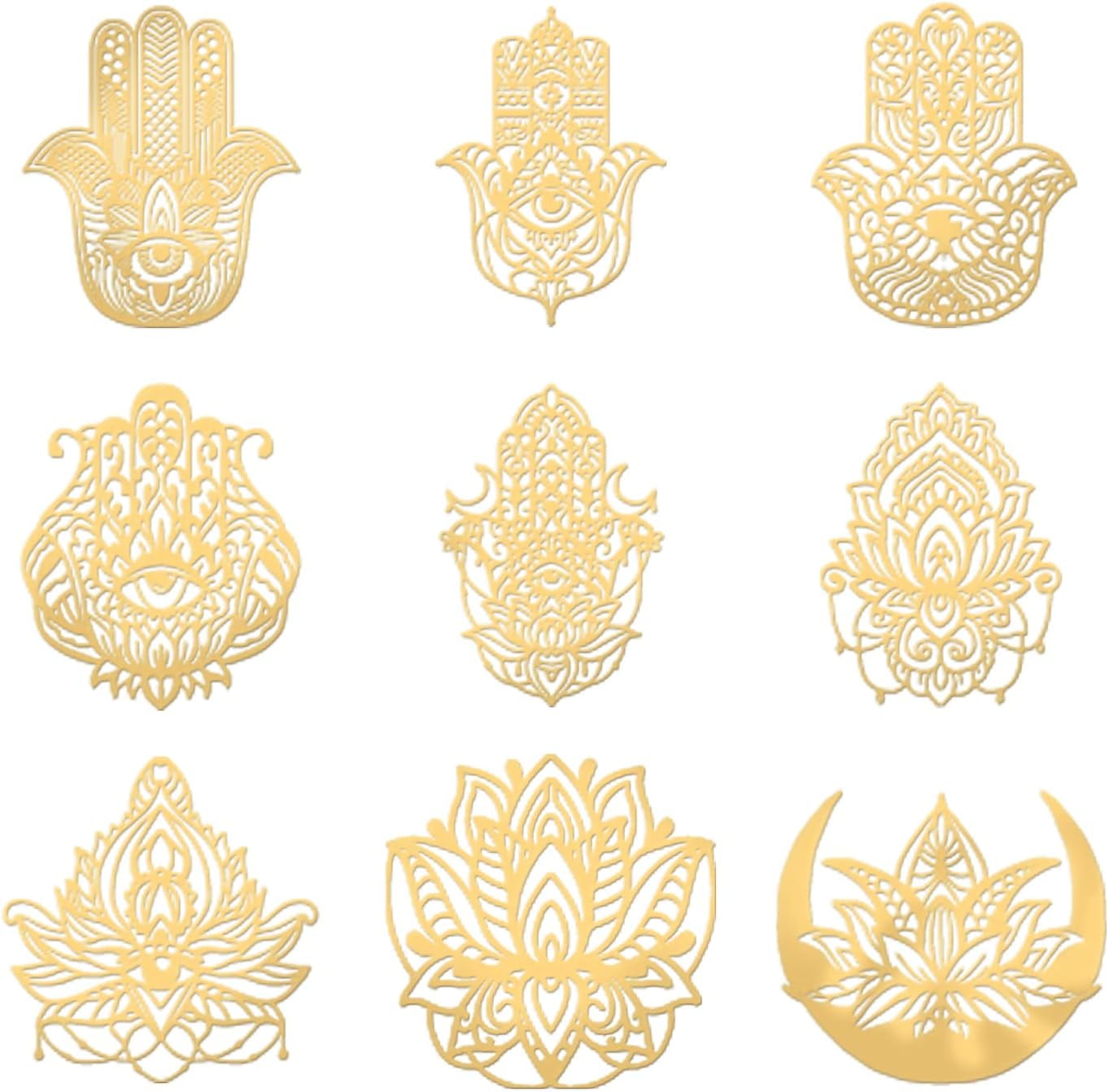9Pcs Orgonite Sticker Hand of Fatima Sticker Gold Metal Stickers ...