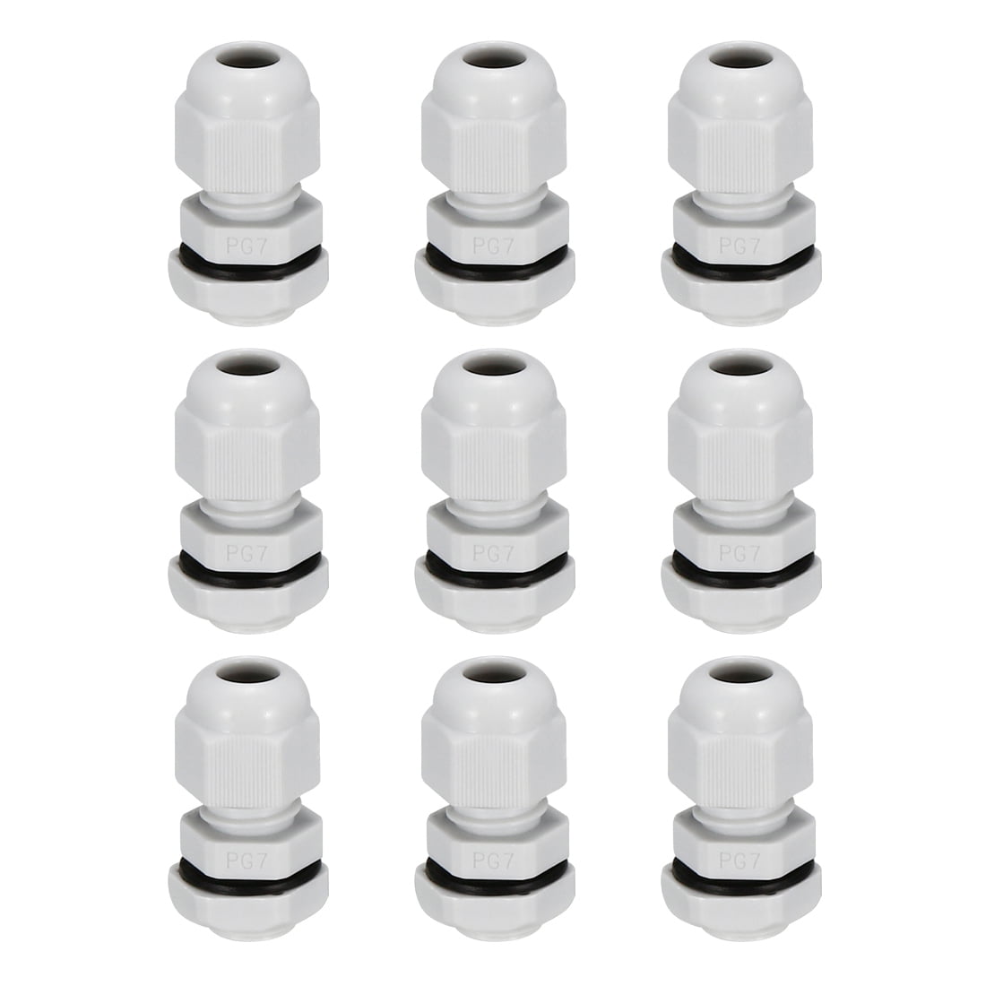9Pcs PG7 Cable Gland Waterproof Plastic Wire Glands Joints White for 3 ...