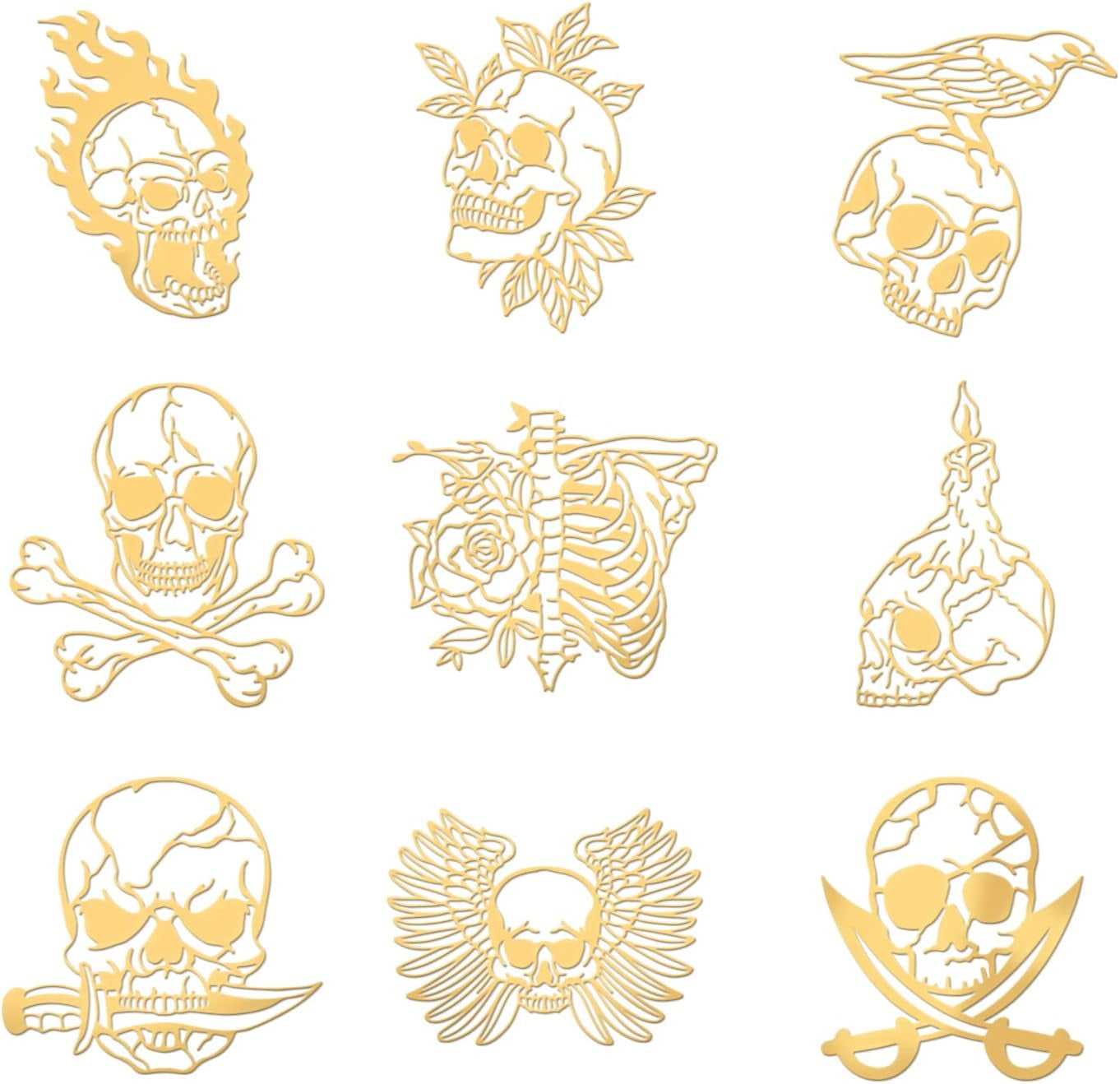 9Pcs Pattern Self Adhesive Golden Metal Sticker Decorate Stickers Self ...