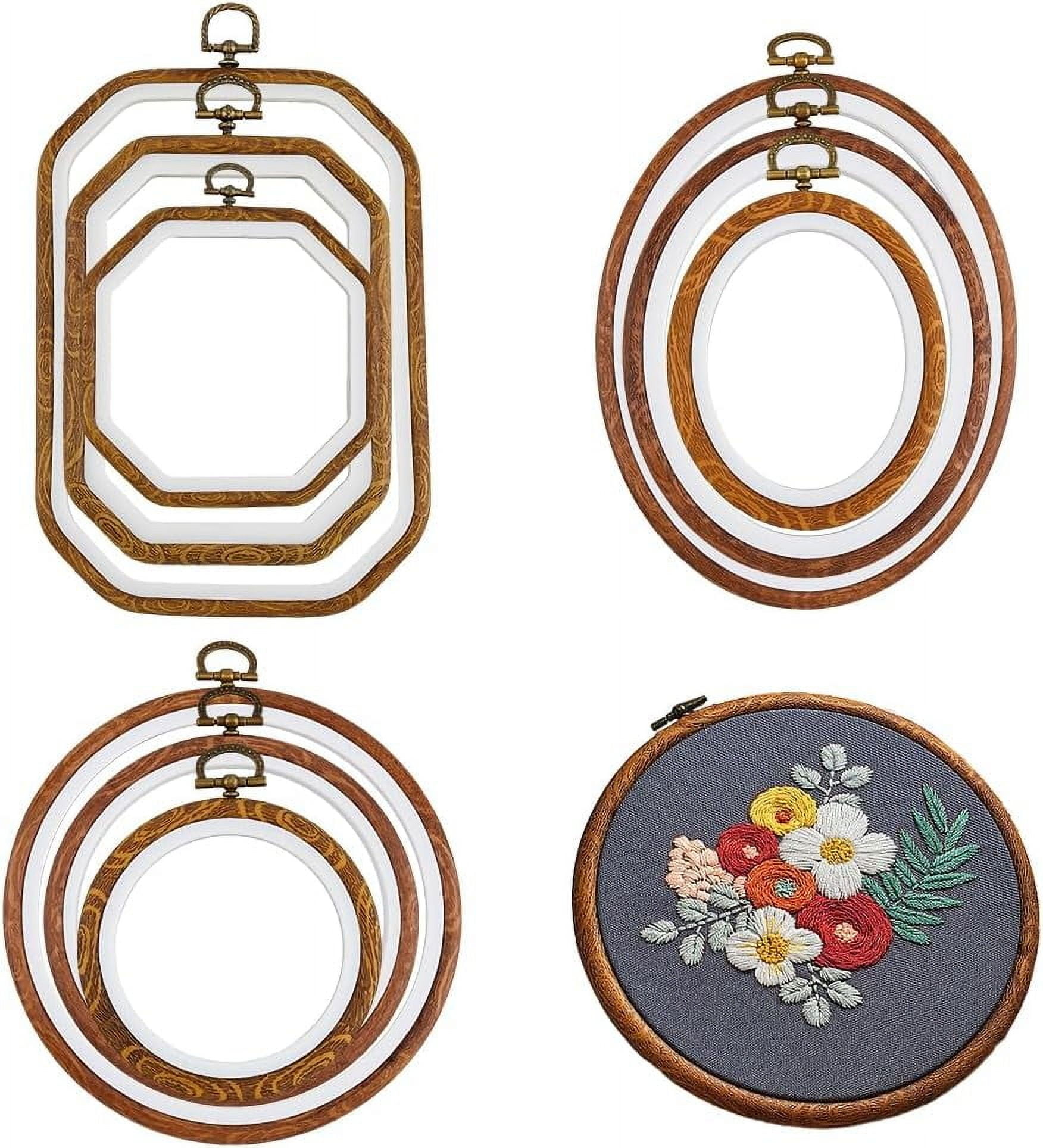 9Pcs Plastic Embroidery Hoops 9 Styles Embroidery Hoop Frame Stitch ...