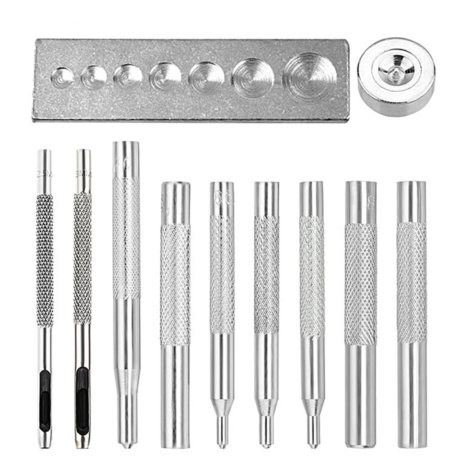 9Pcs Press Studs Fastener Setter Tool Leather Punching Tool with Base ...