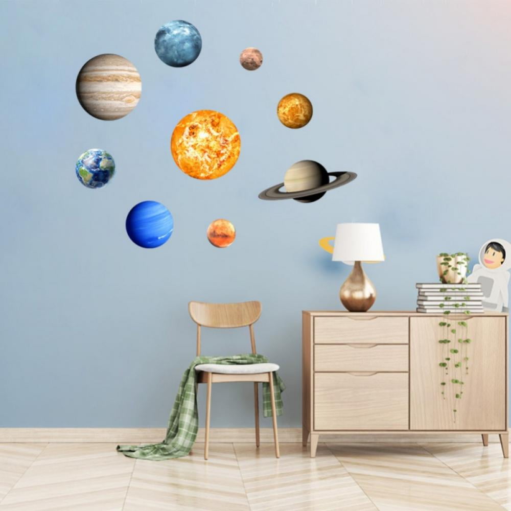 9Pcs Removable Glow in The Dark Planet Wall Stickers Sun Earth and so ...