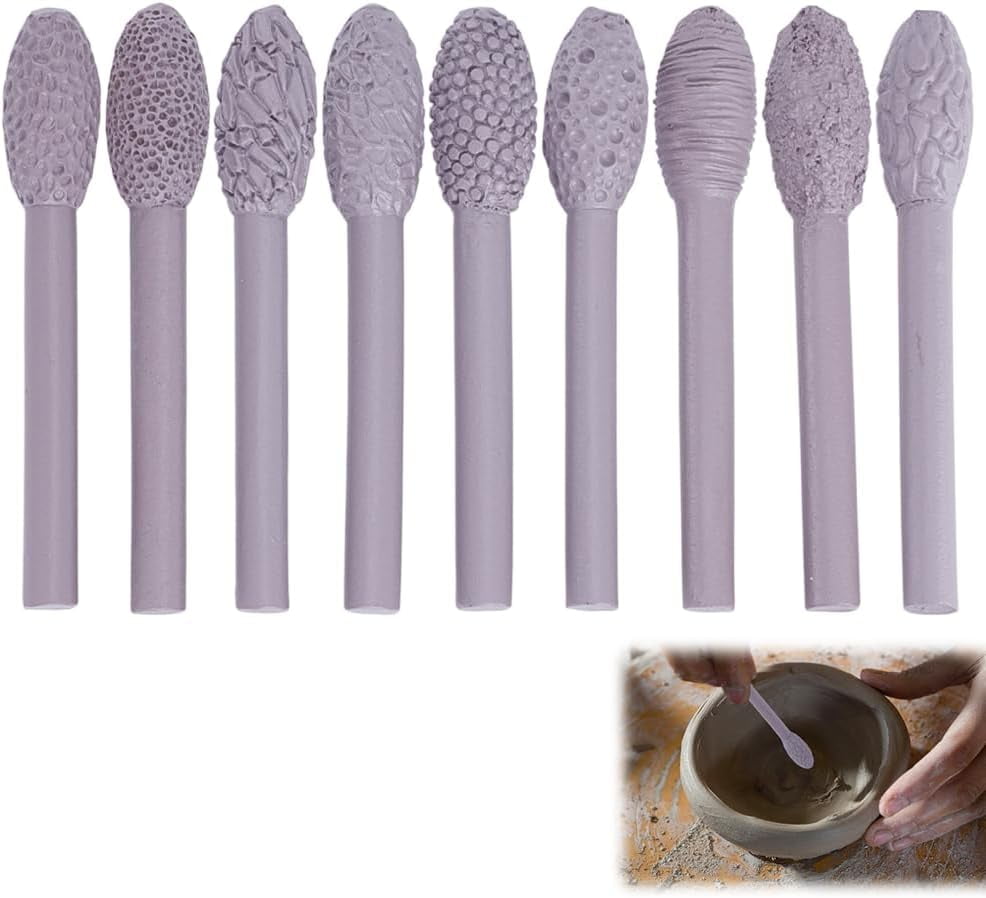 9Pcs Resin Clay Texture Tool Set for DIY Art Projects Oval Sticks for ...