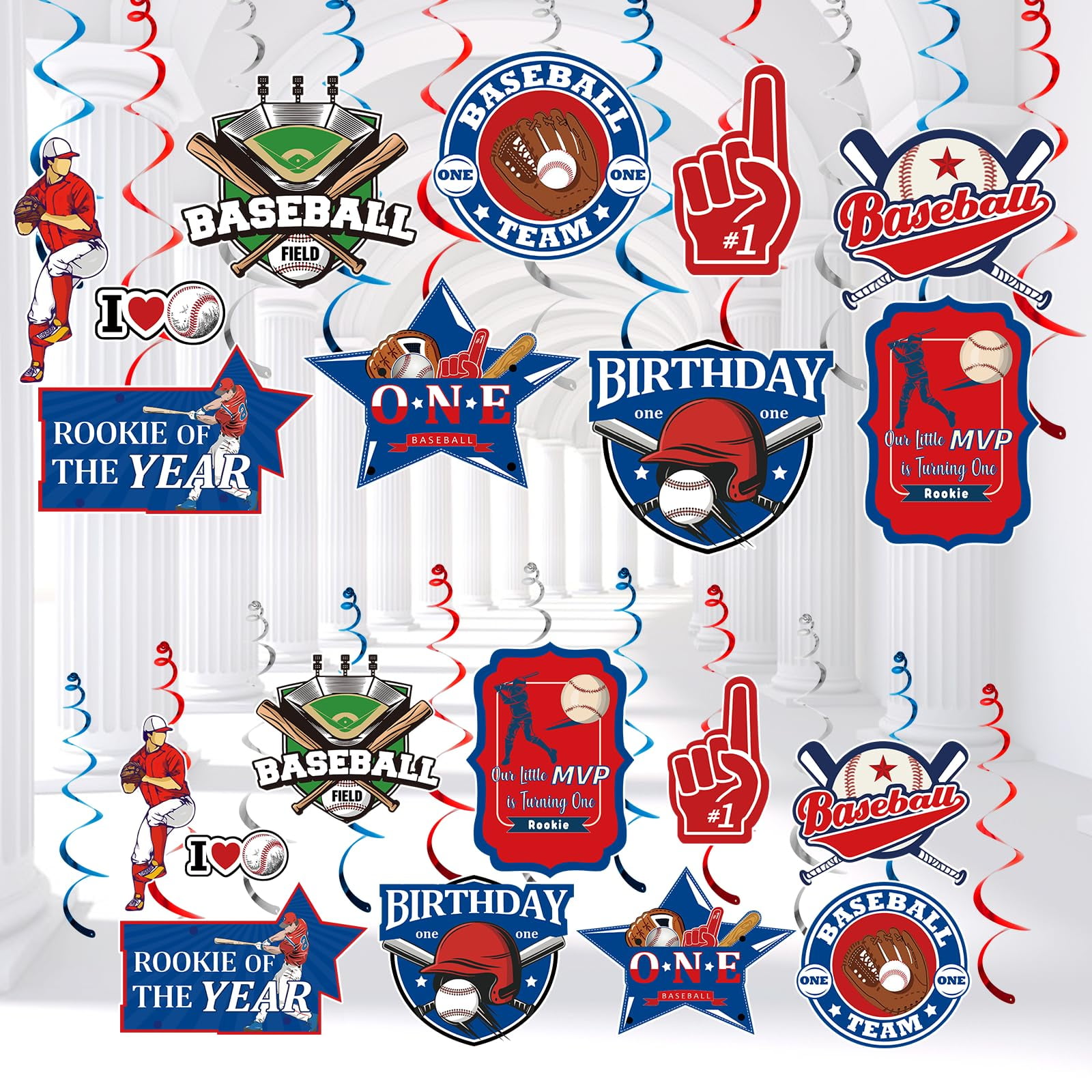 9Pcs Rookie ofTRDN the Year 1st Birthday Decorations Baseball First ...
