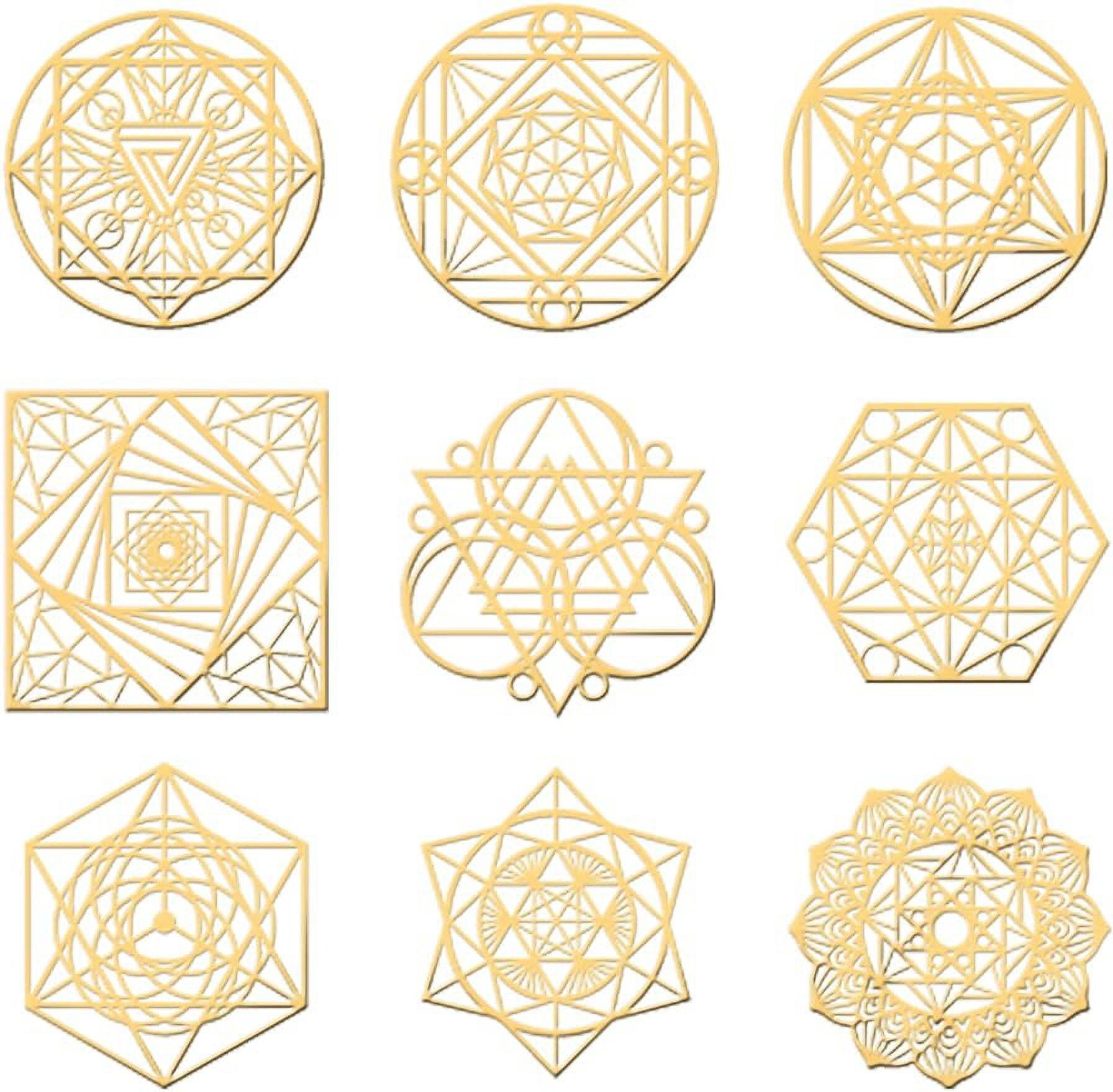 9Pcs Sacred Geometry Metal Energy Sticker Golden Orgone Pyramid ...