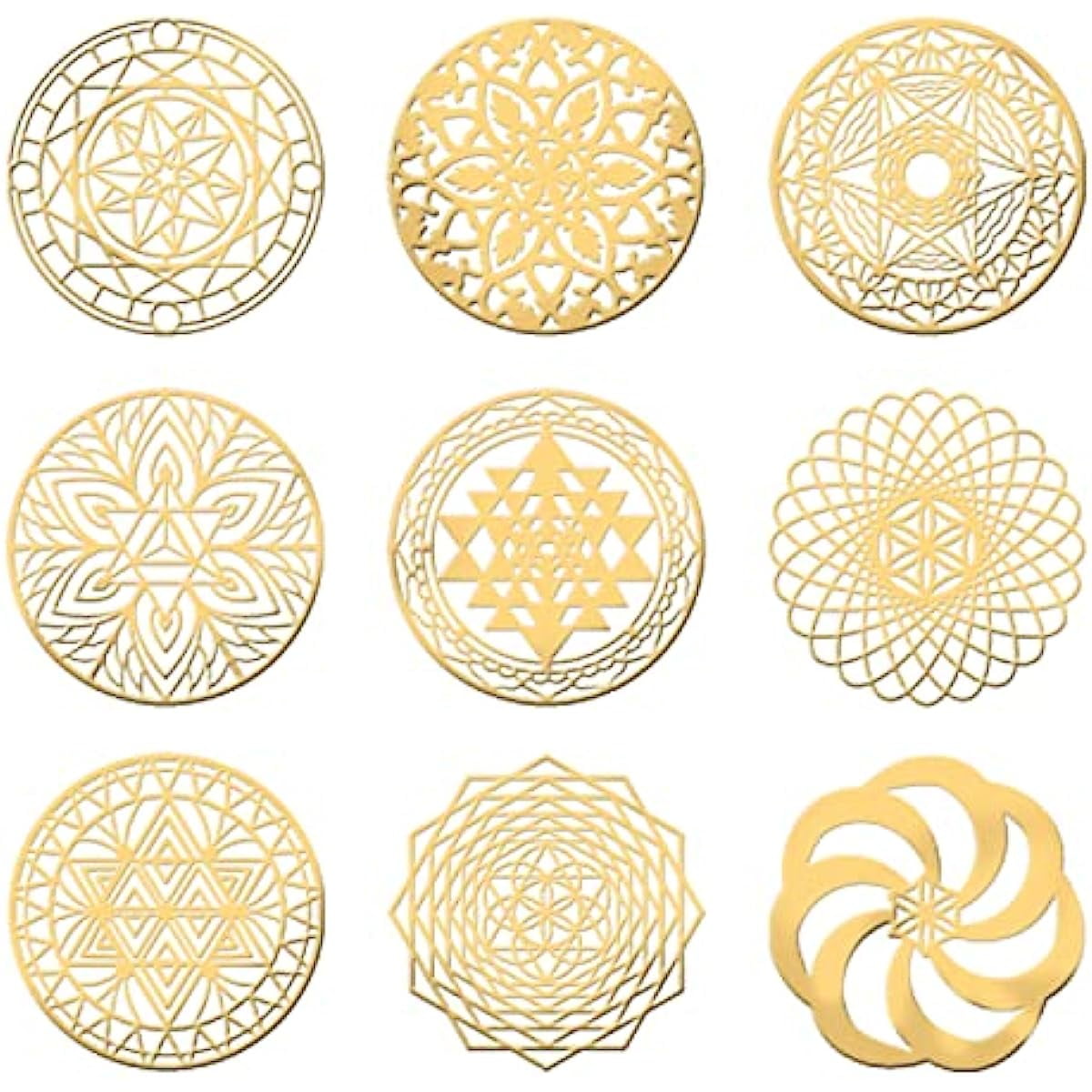9Pcs Sacred Geometry Stickers Decals Orgone Gold Metal Stickers Energy ...