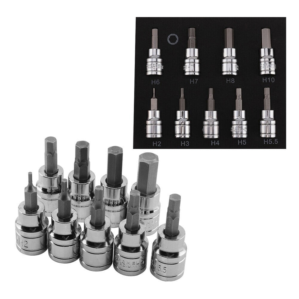 9Pcs/Set Allen Key Sockets Hex Bit Socket Set 3/8" Drive & Drill Metric 2-10mm - Walmart.com