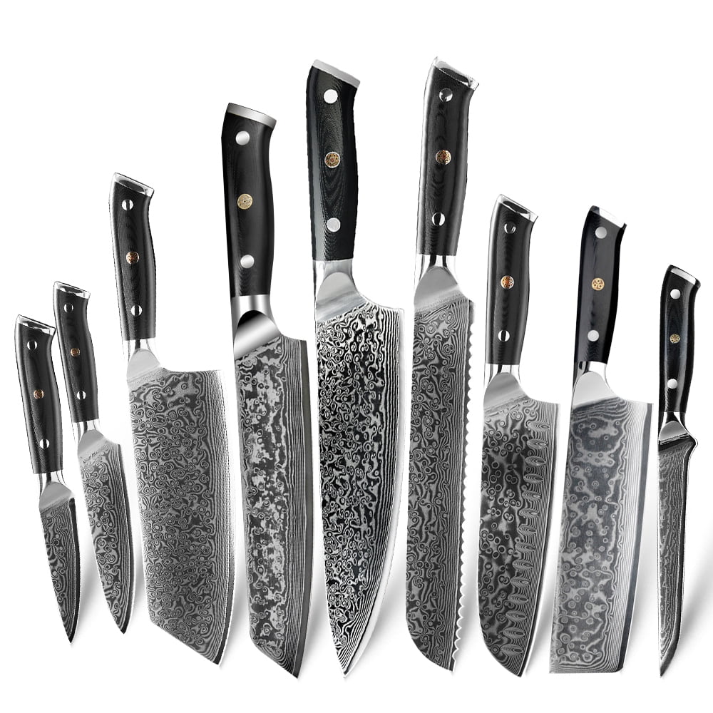 9Pcs Set Kitchen Knives Japanese Chef Knife Set Chef Damascus Stainless ...