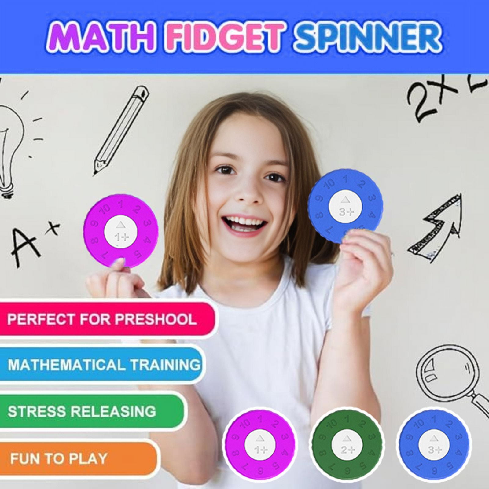 9Pcs/Set Math Fidget Spinner Addition Subtraction Multiplication ...