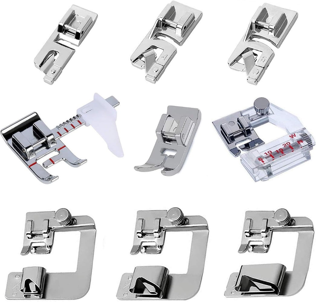 9Pcs Sewing Machine Feet Set Includes 3pcs Narrow Rolled Hem Presser ...