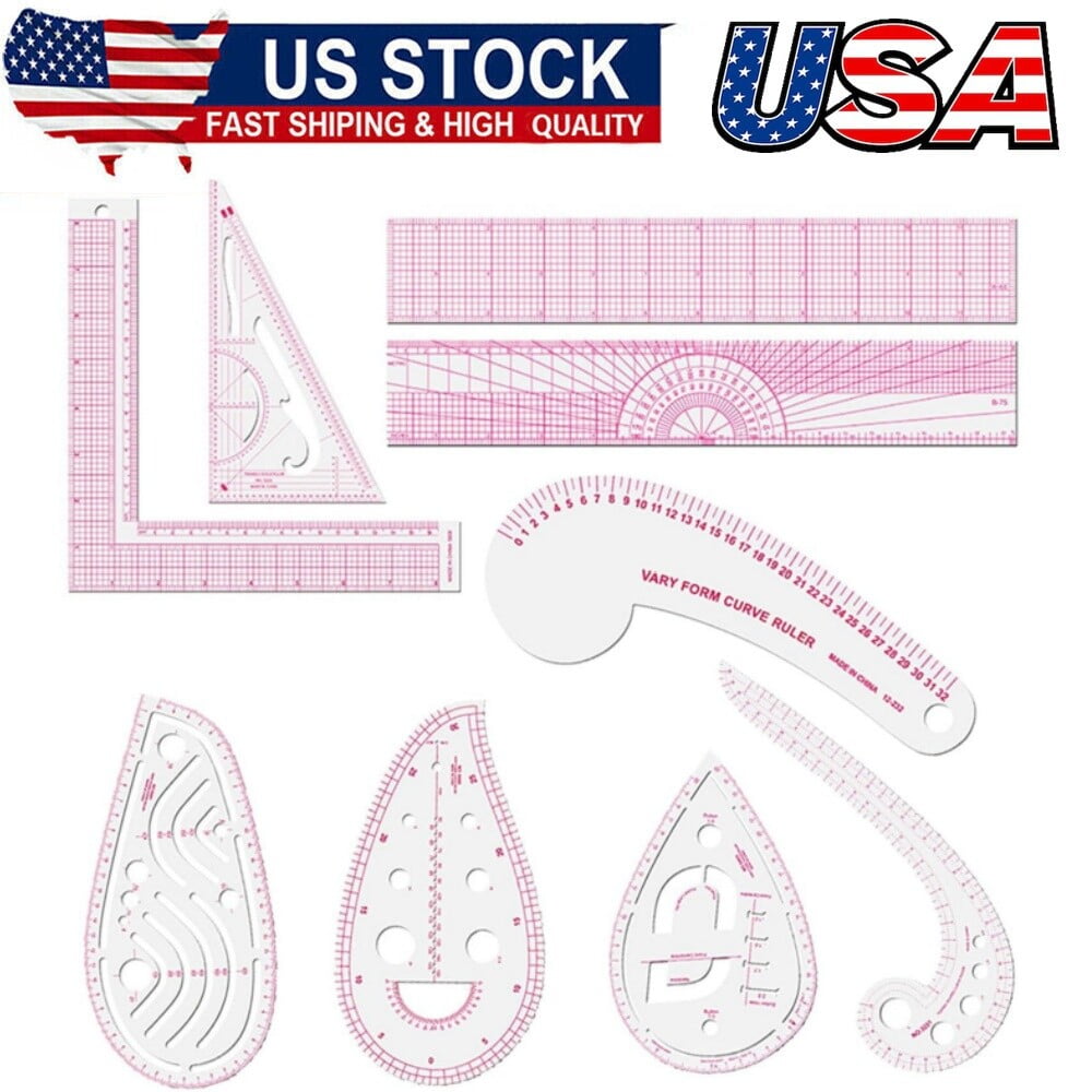 9Pcs Sewing Rulers Set,Plastic Sew French Curve Ruler,Clear Mark Metric Bendable - Walmart.com