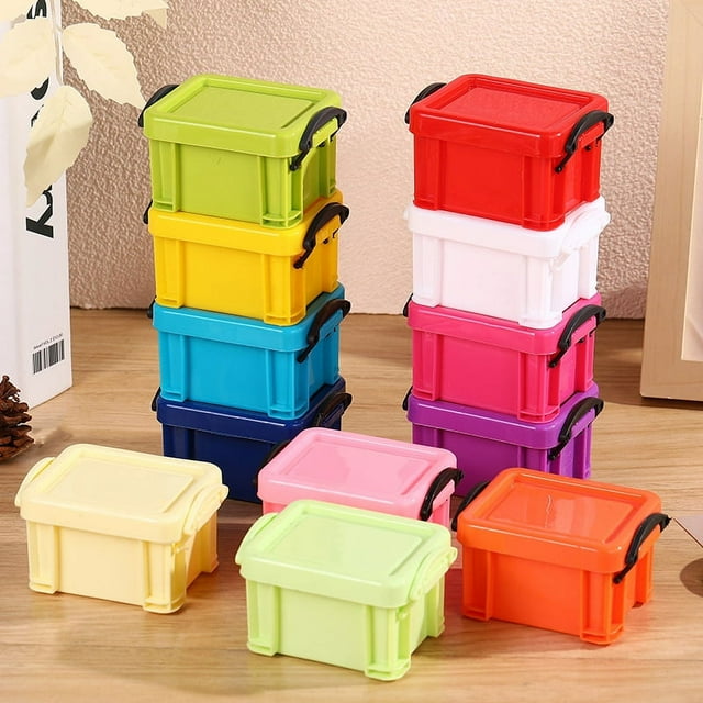9Pcs Small Colored Plastic Containers with Lids Storage Box Set ...