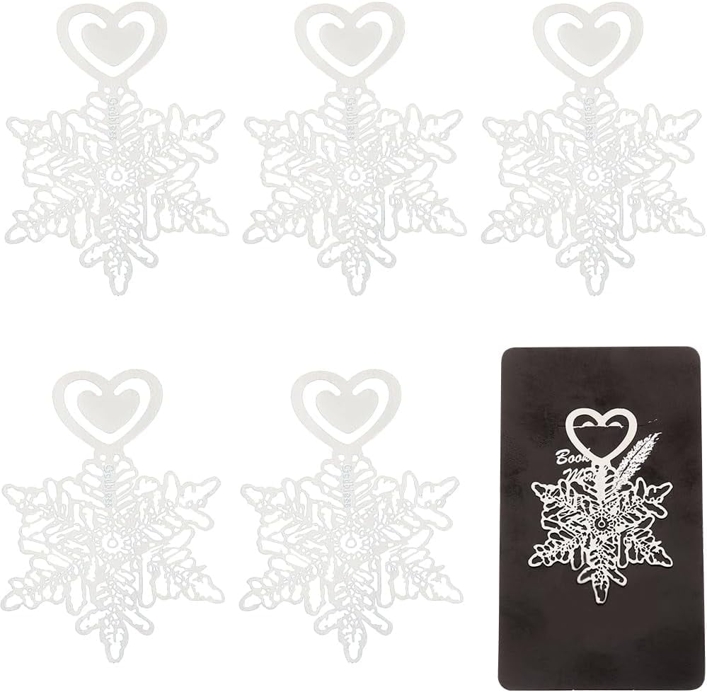 9Pcs Snowflake Stainless Steel Bookmarks Metal Snowflake Book Mark Bulk ...