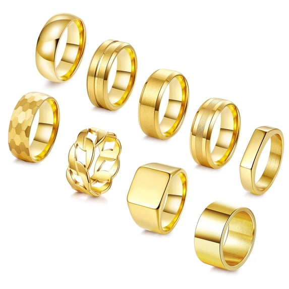 9Pcs Stainless Steel Rings for Men Square Signet Ring Pinky Thumb Rings ...