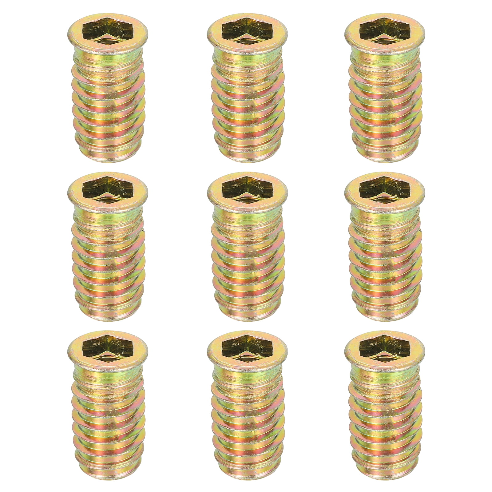 9Pcs Threaded Inserts Nuts, M10x30mm Hex Socket Drive Nut Inserts for ...
