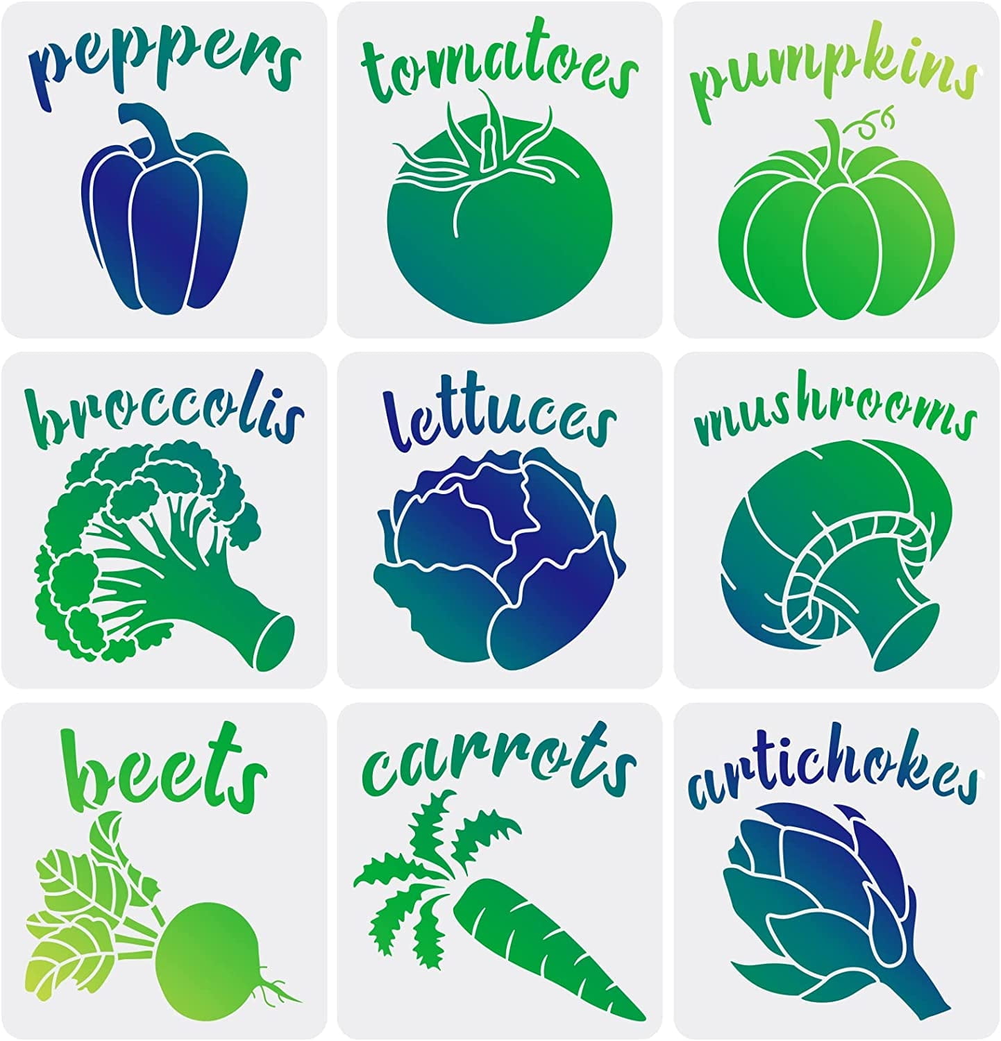 9Pcs Vegetable Plant Label Word Set Stencils Template 7.9x7.9 Inch ...