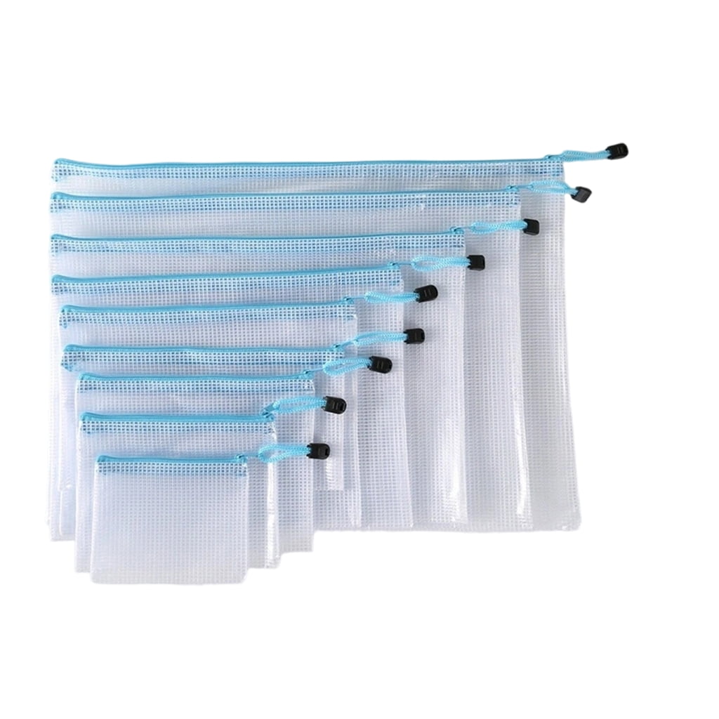 9Pcs Clear PVC Document Pouches Multi Size File Bag Zippered Closure ...