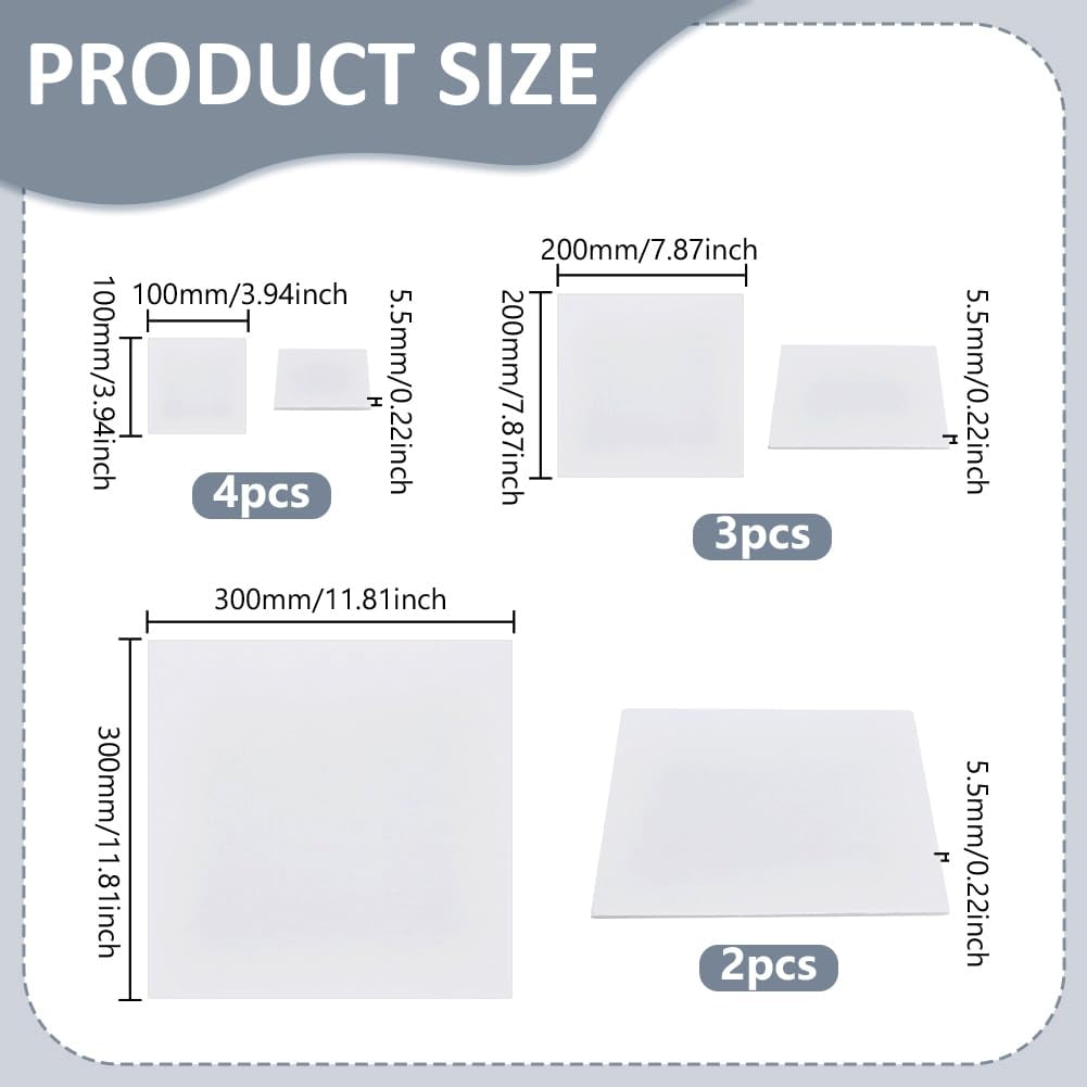 9Pcs White Polystyrene Craft Sheets 3 Sizes 5.5mm Thick Polystyrene ...