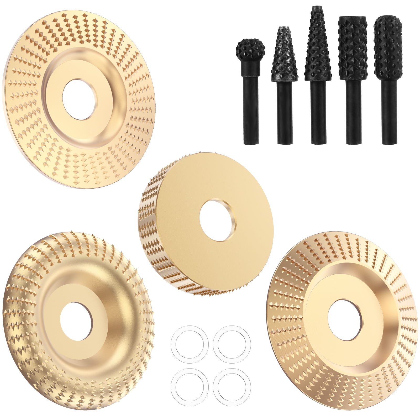 9Pcs Wood Carving Disc and Rotary Burr Rasp Set with Reducing Bushing ...