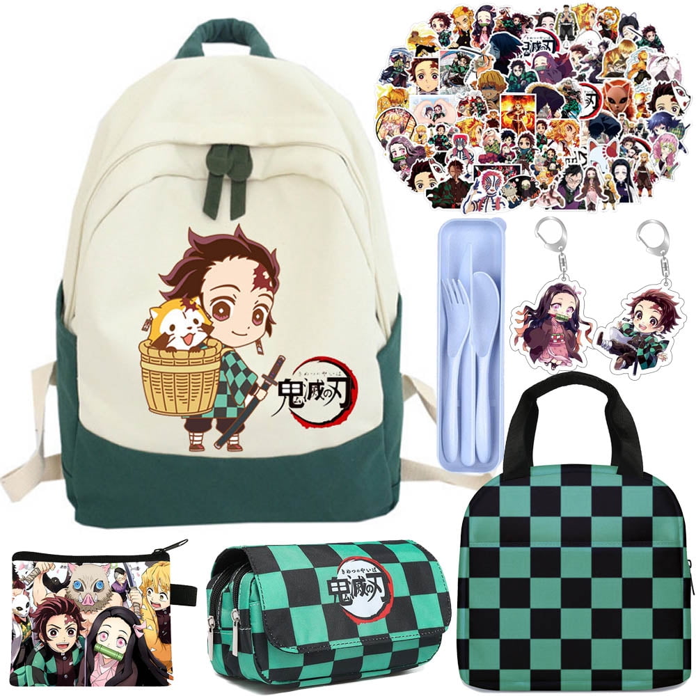 9Pcs/set Demon Slayer Anime Cosplay Unisex Students School Bag Backpack ...