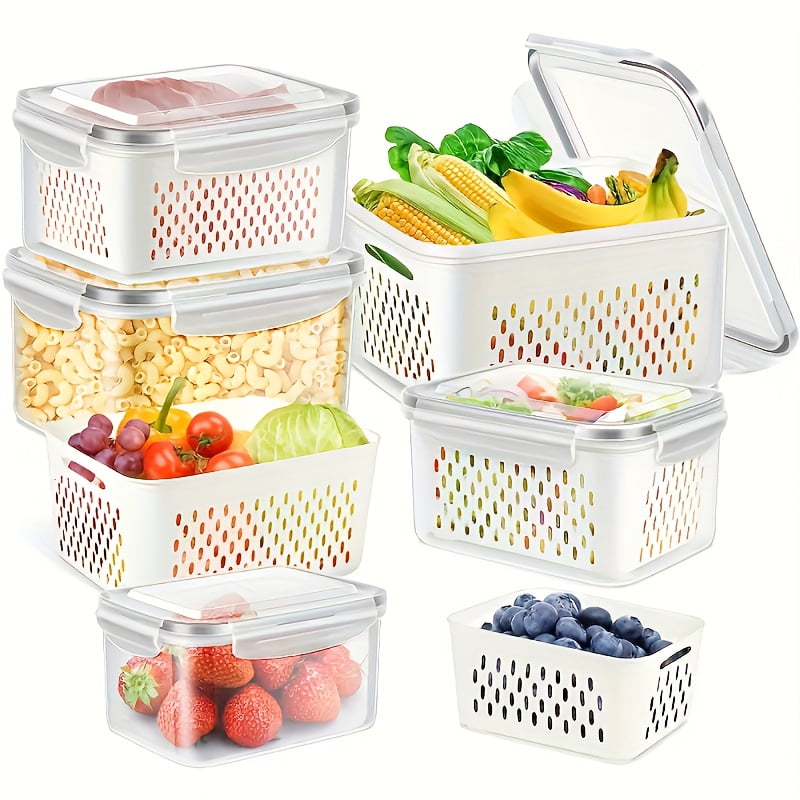 9Piece BPA-Free Food Storage Set-3 Containers+3 Draining Baskets+3 Lids ...