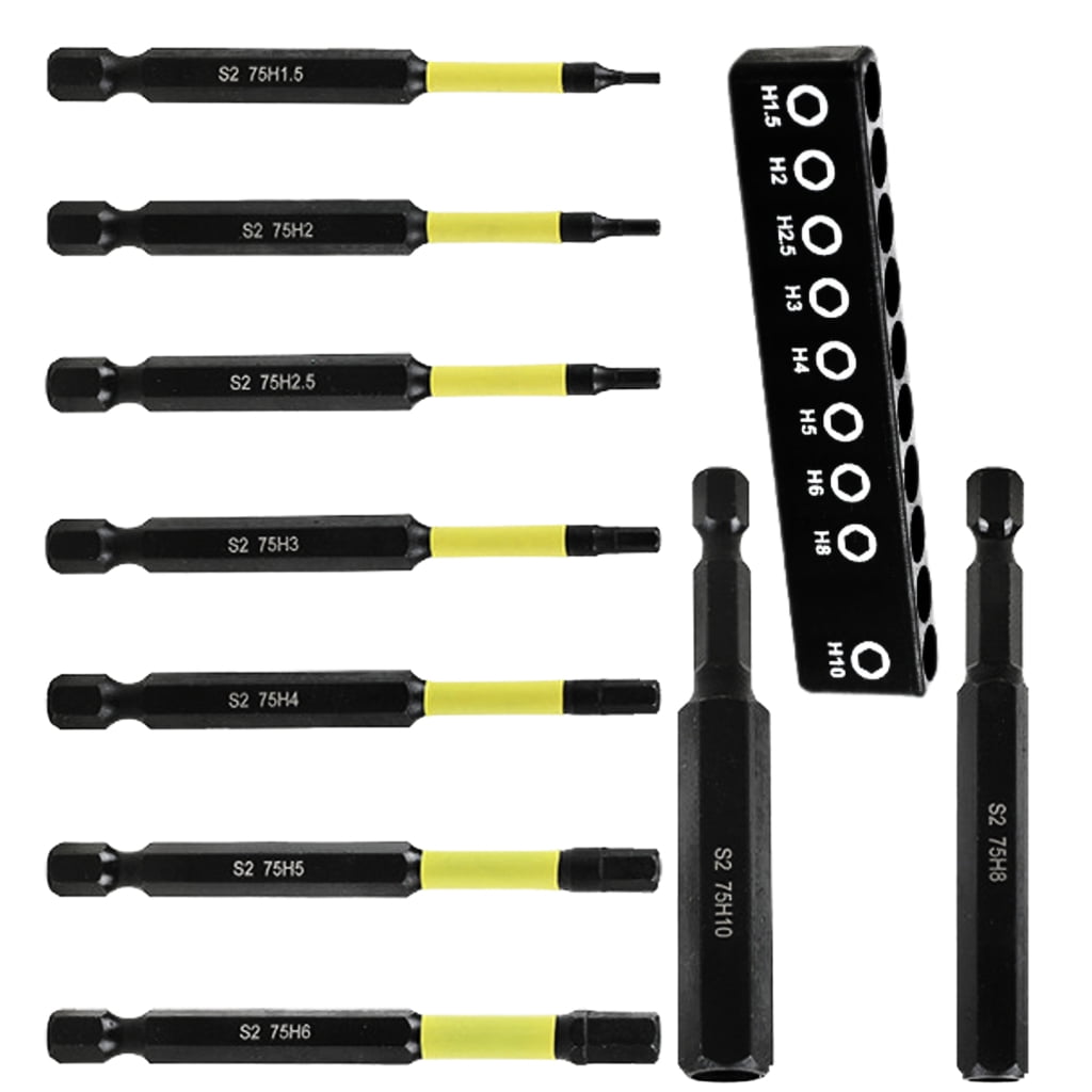 9Piece Hex Head Allen Wrenches Drill Bit Set Metric Size H 1.5 to H10 1 ...