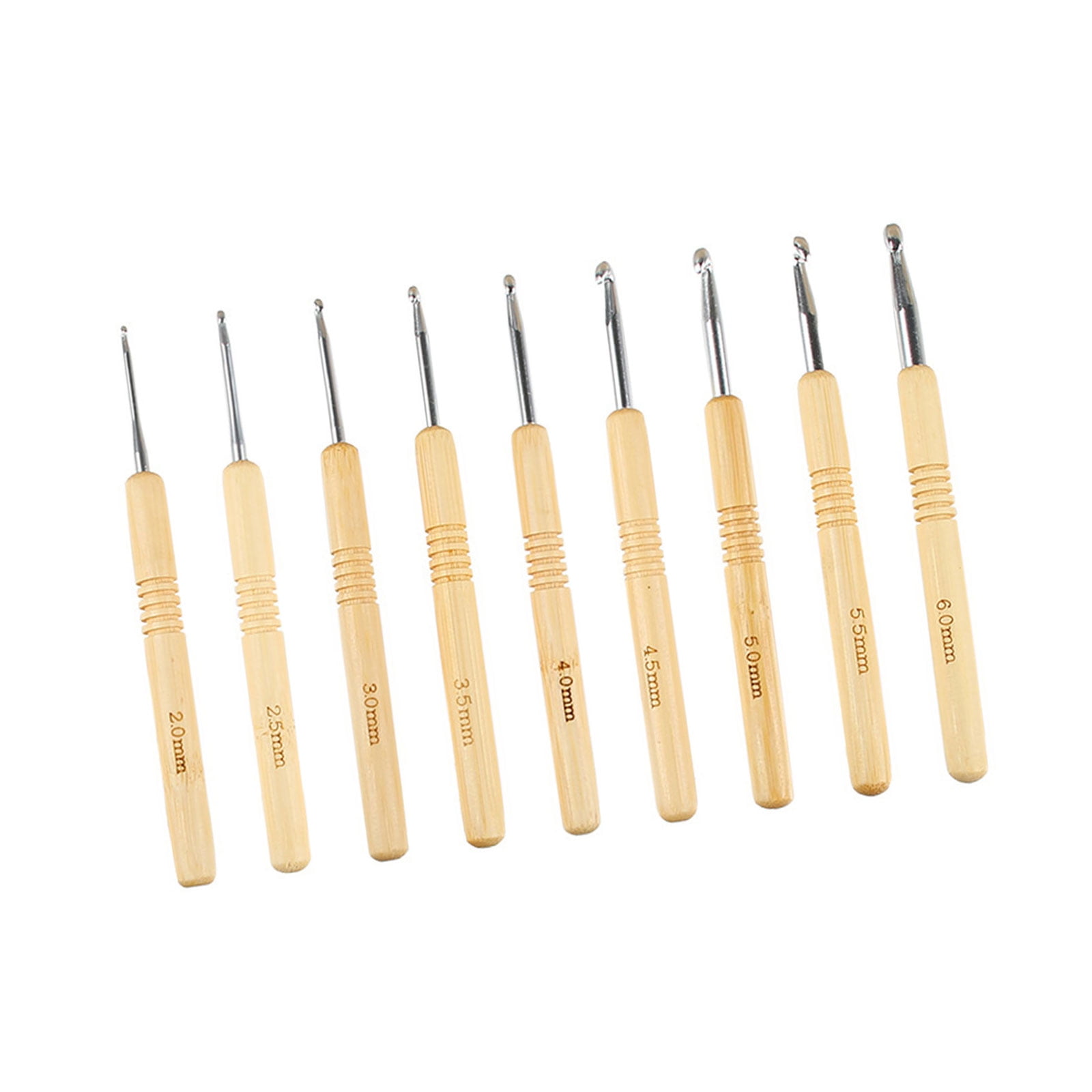 9Pieces Handle Crochet Hook 2.0mm-6.0mm for Knitting Weaving Craft ...