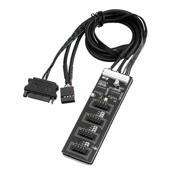 9Pin USB Header Splitter, USB 2.0 Header Splitter with SATA Power Cable ...