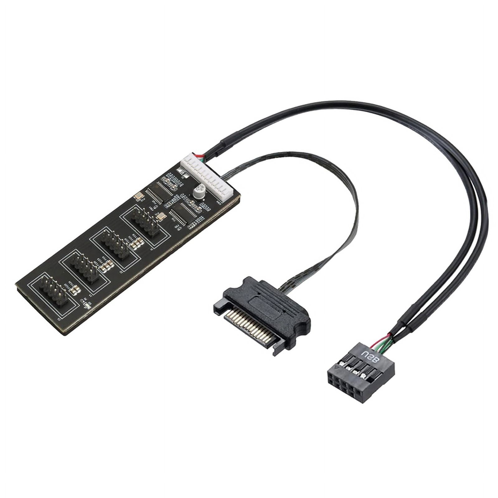 9Pin USB Header Splitter with SATA Power Cable, Internal Hub Extension ...